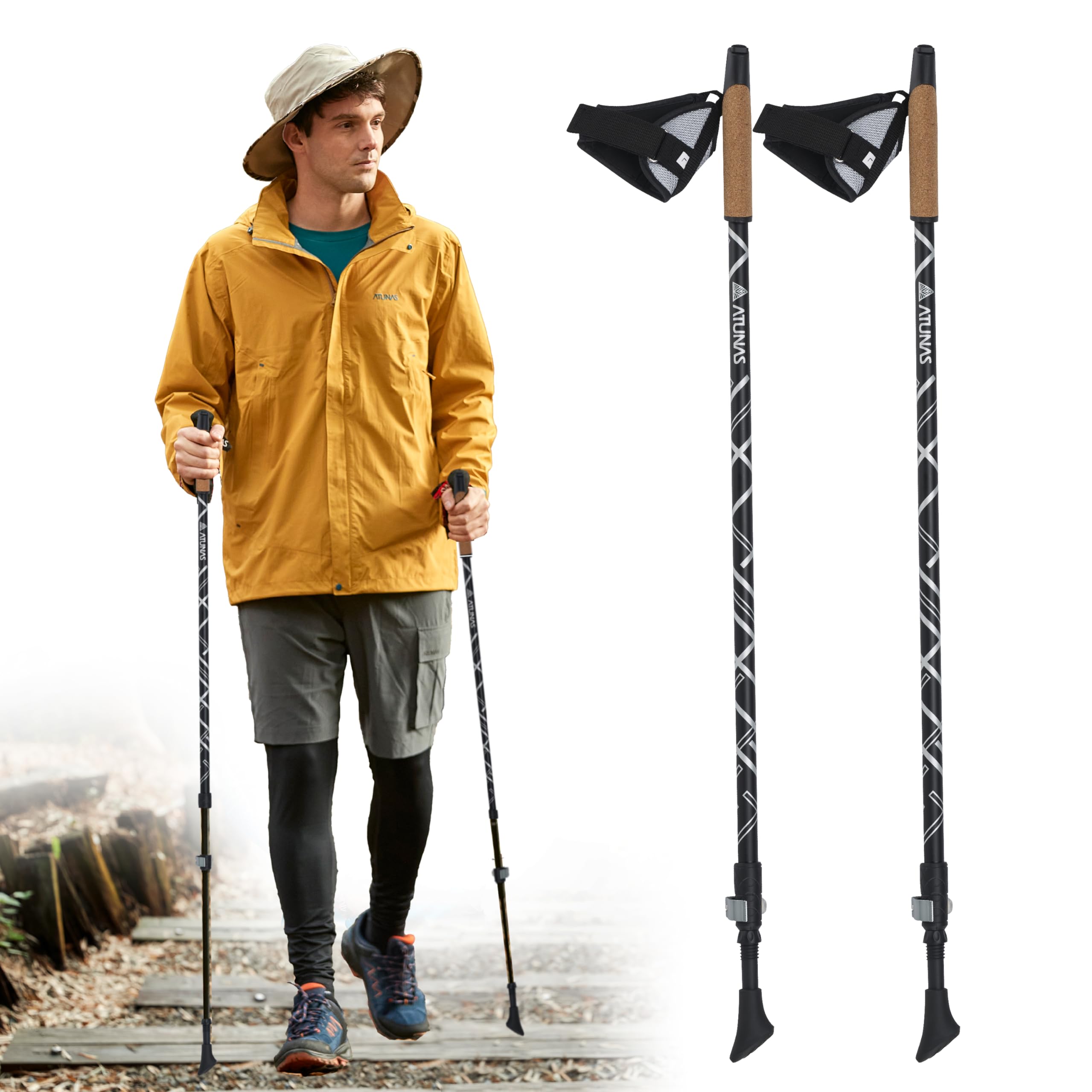 Nordic Walking Poles Set of 2, Fitness Telescoping Walking Sticks with ...