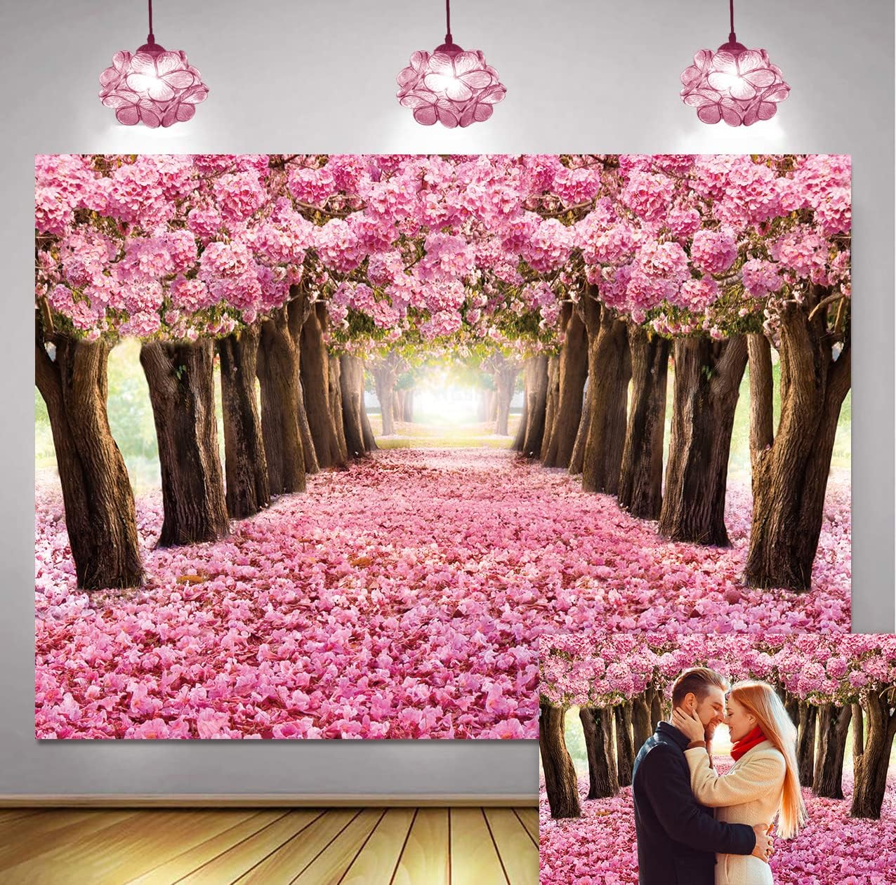 Cherry Blossom Backdrop for Photography Pink Flower Tree Trail Scenery ...