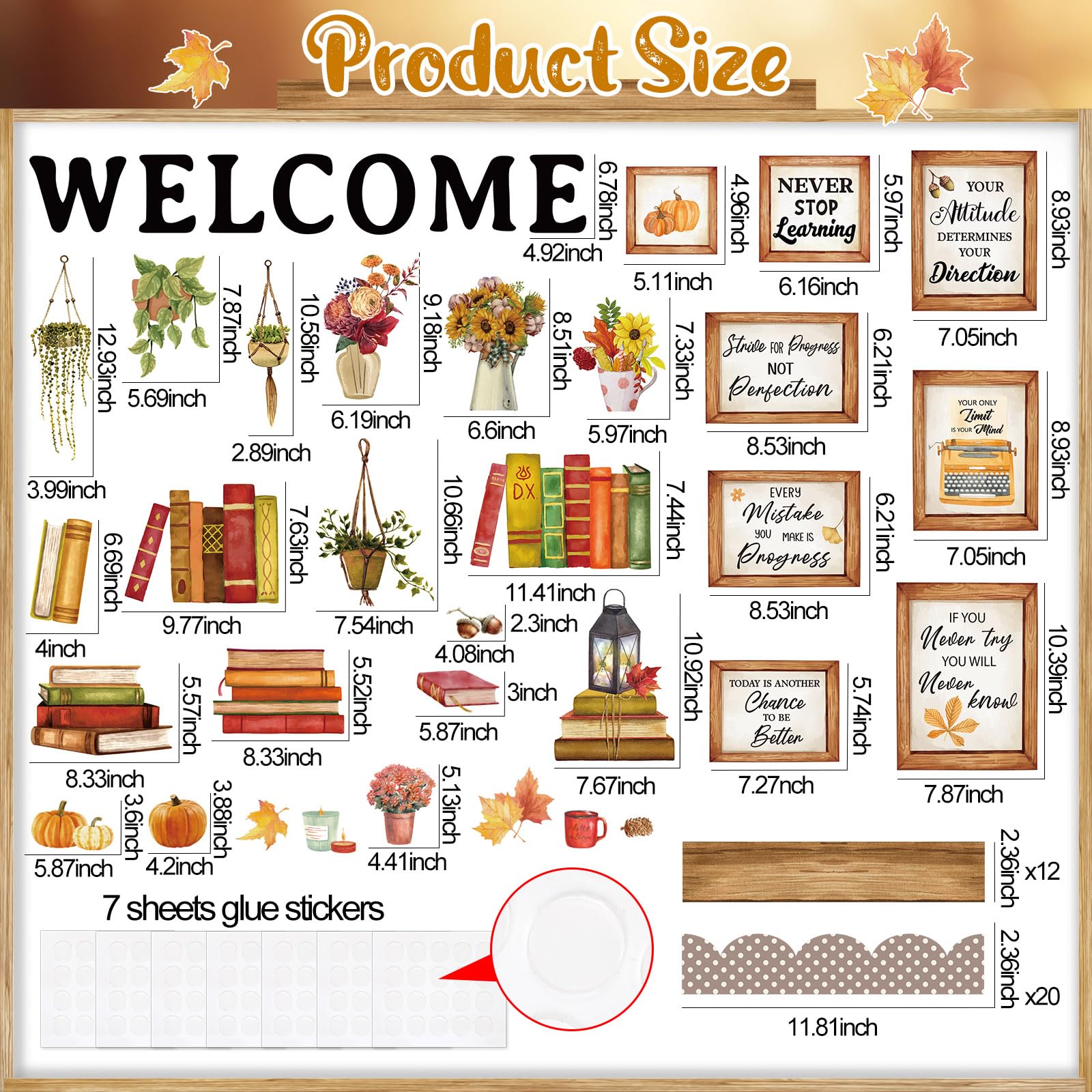 Snapklik.com : Bookshelf Bulletin Board Set Welcome Fall Motivational ...