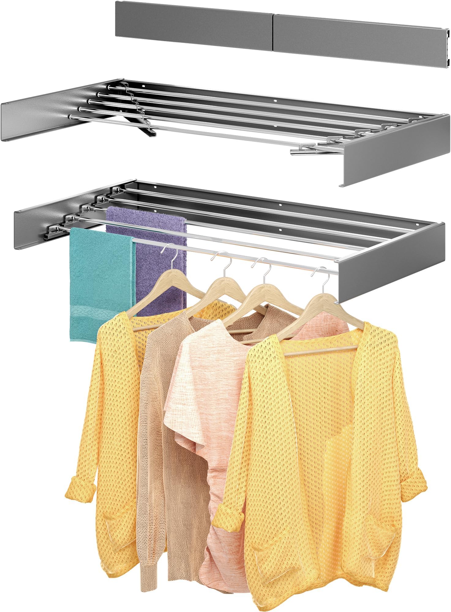 Amazon.com: kenvc Laundry Drying Rack Collapsible: Wall Mounted Clothes ...