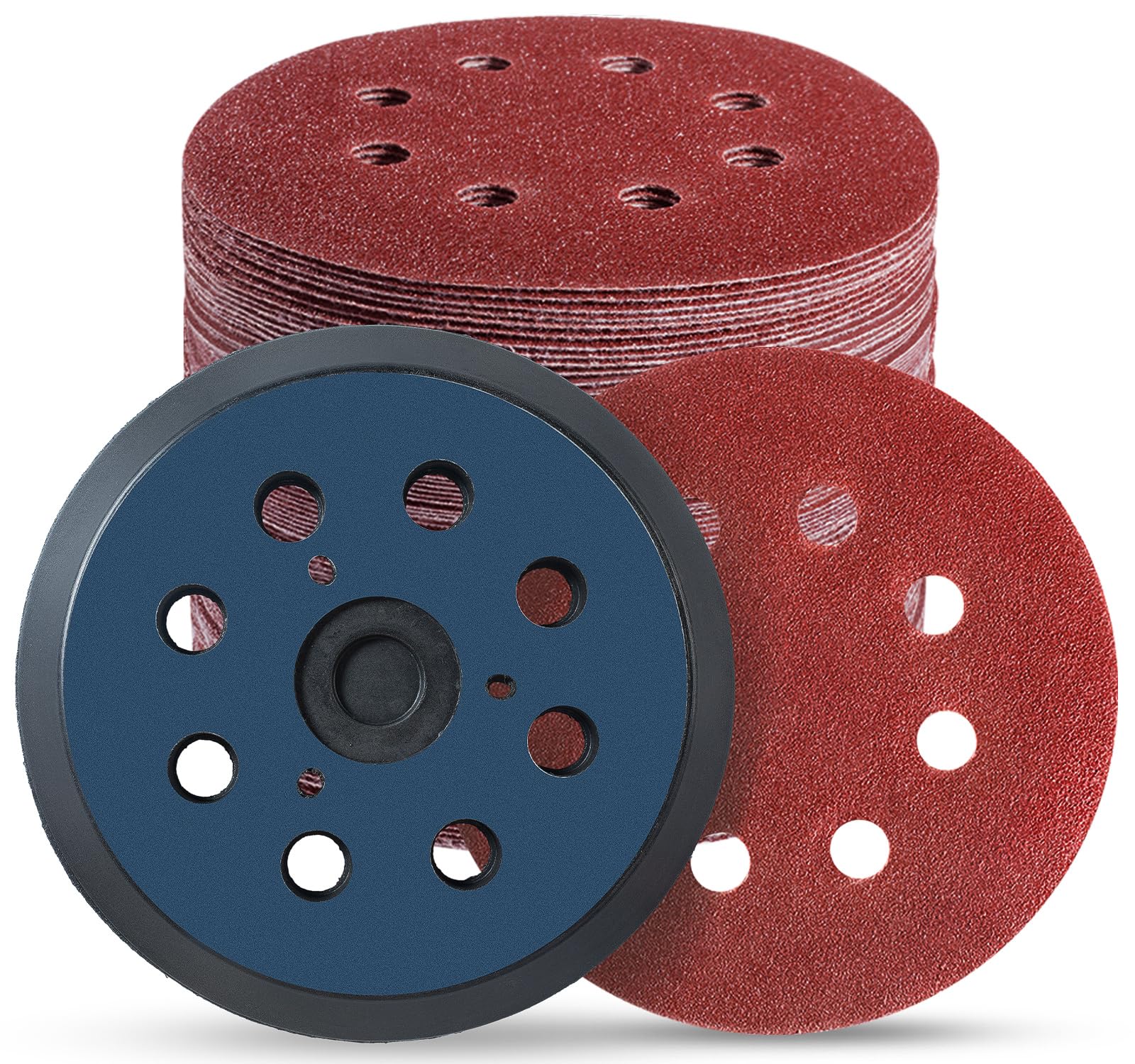 S SATC 72 PCS 5 Inch 8 Hole Hook and Loop Adhesive Sanding Discs 40 60 ...