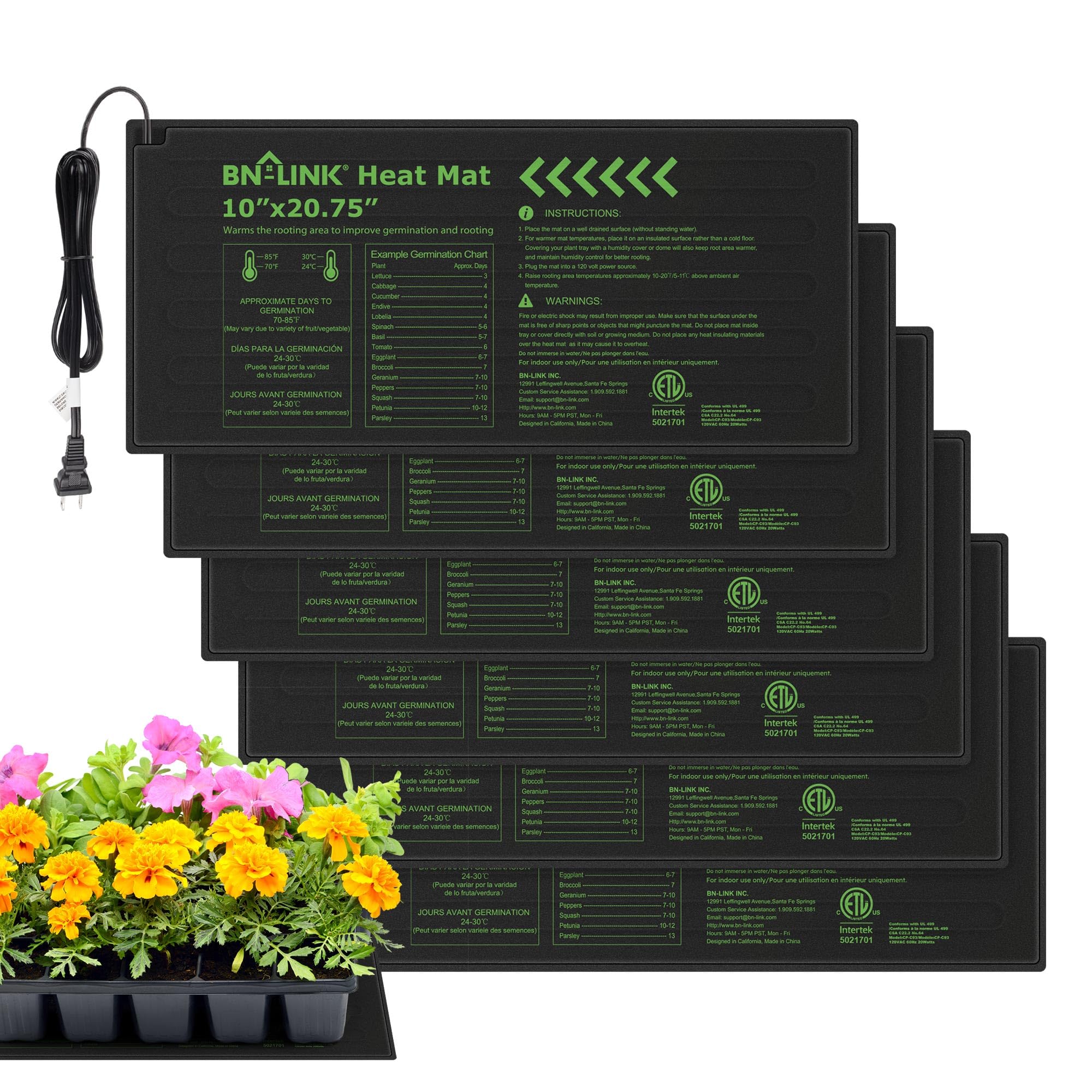 Amazon.com : BN-LINK Durable Seedling Heat Mat Warm Hydroponic Heating ...