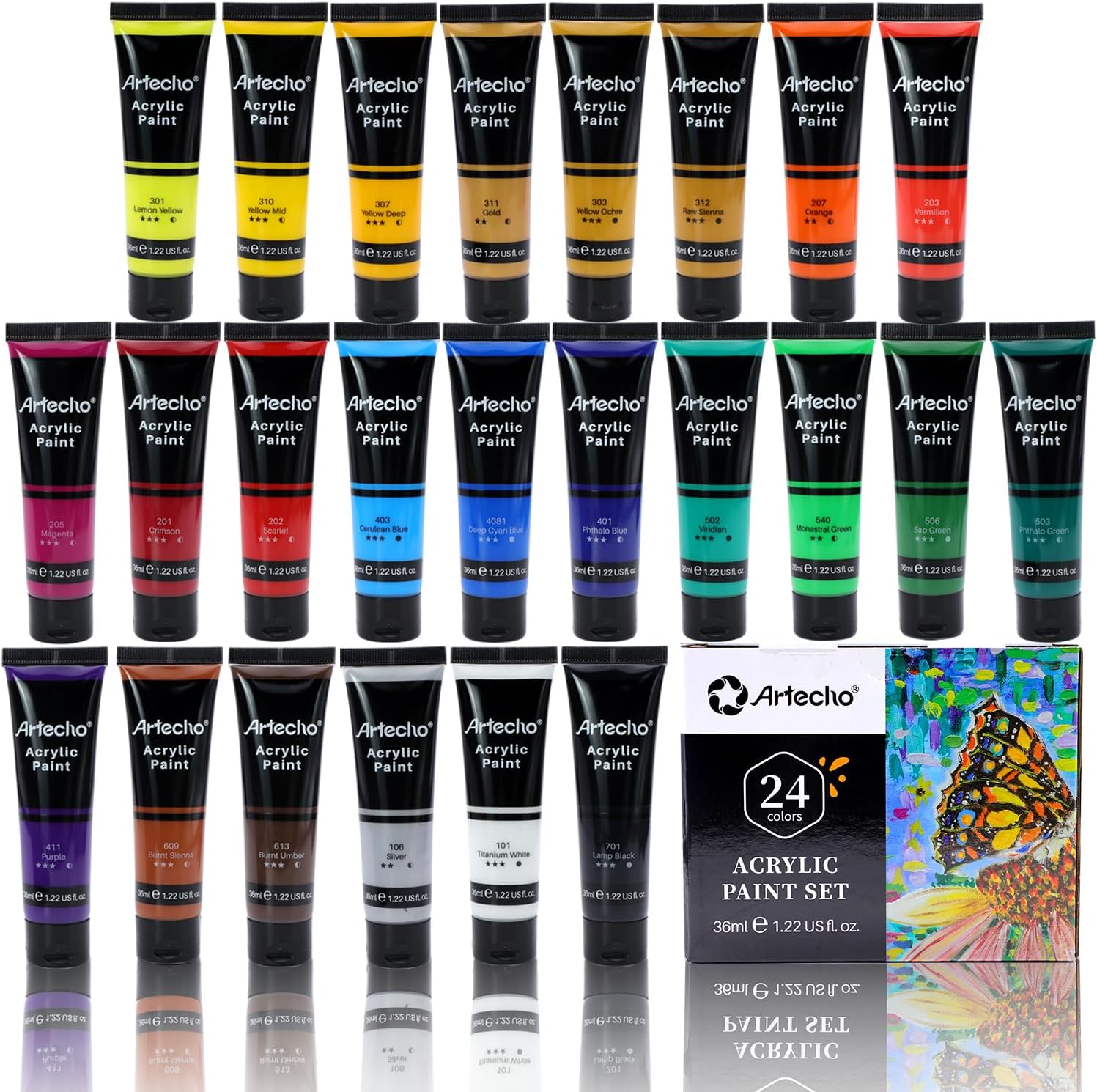 Daler-Rowney Simply Acrylic Paint Set, 24 Assorted Colours, Ideal for ...