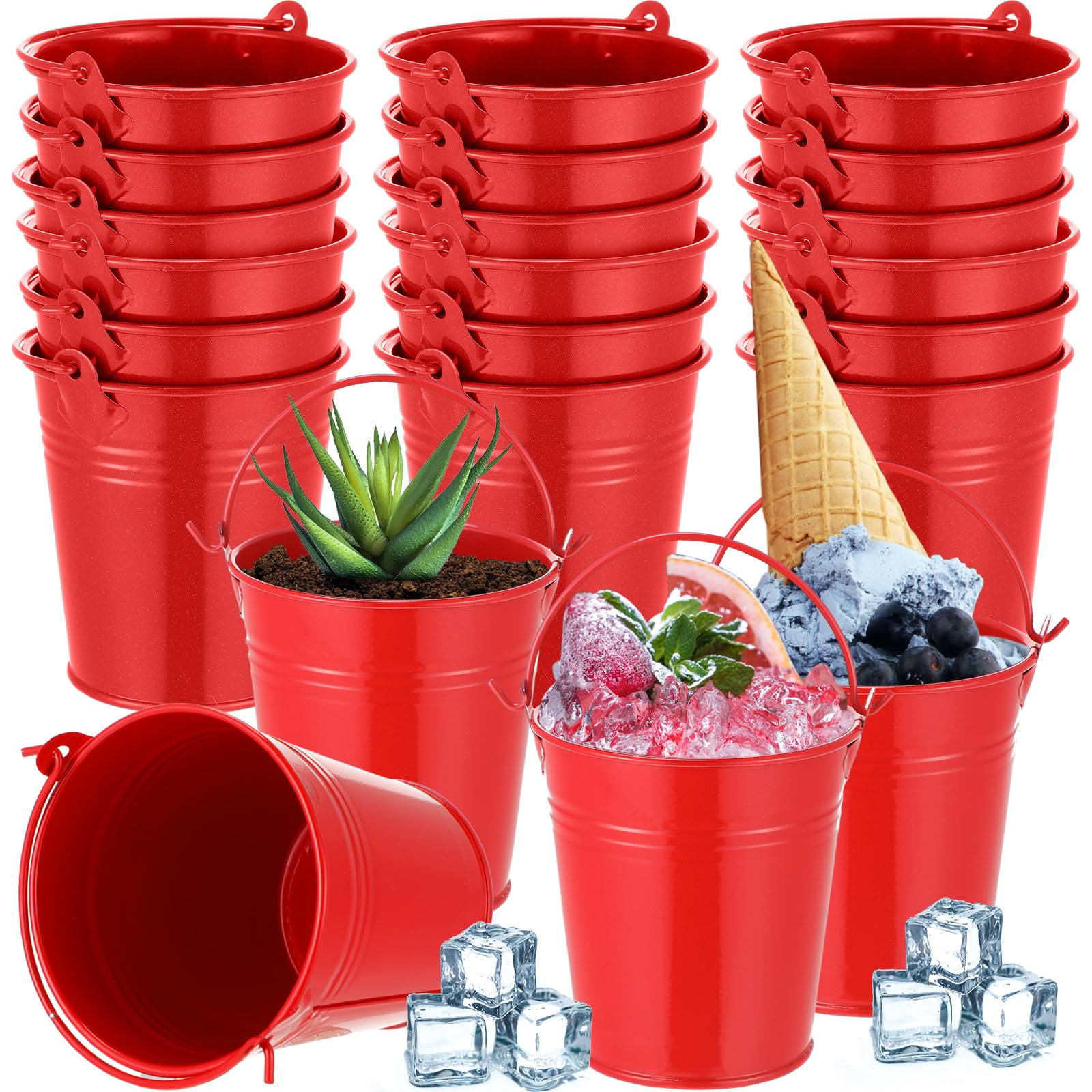 Amazon.com: Didaey Mini Metal Buckets with Handles Galvanized Buckets 3 ...