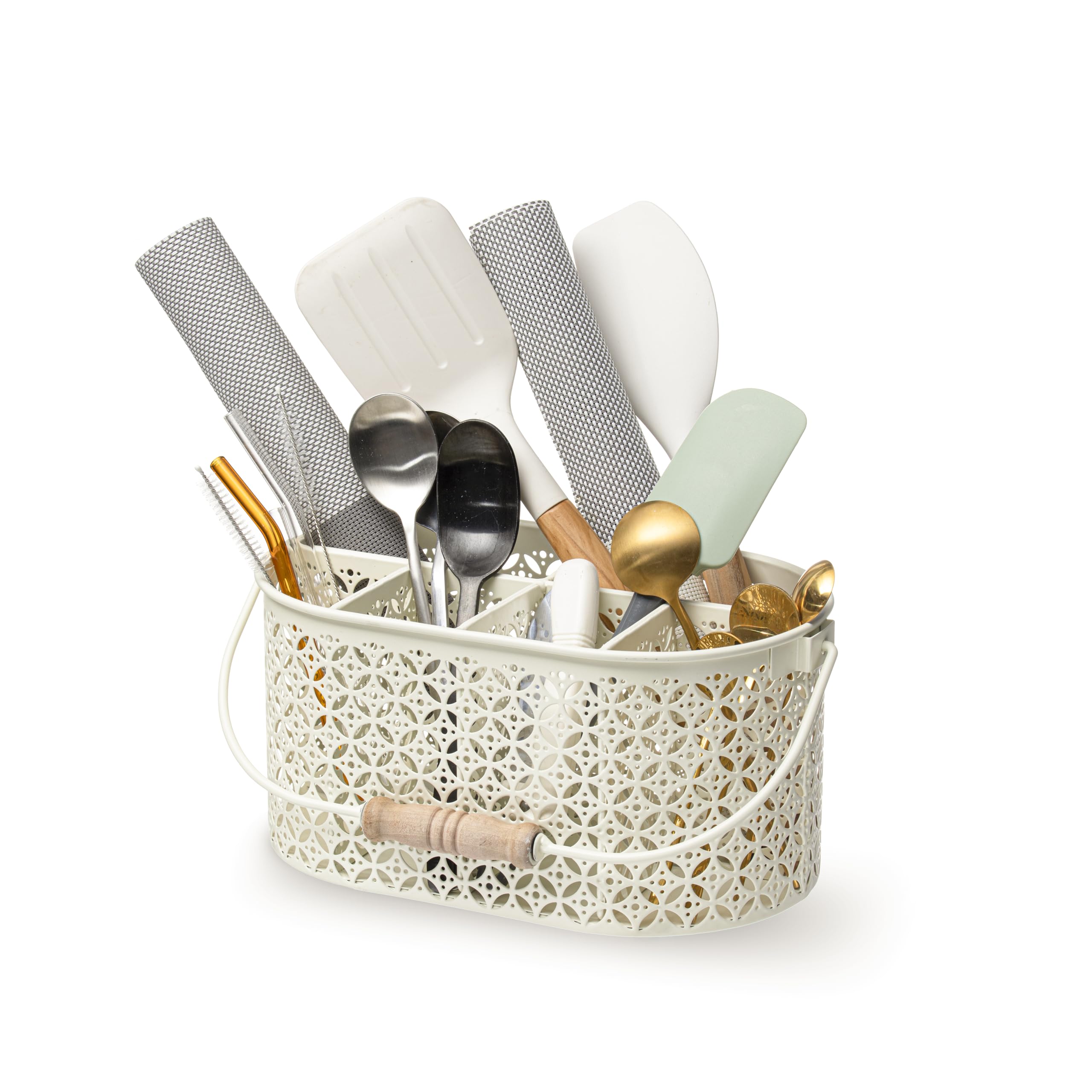 Amazon.com: YOOGAR Metal Silverware Caddy - 6 Compartment Utensil Caddy ...