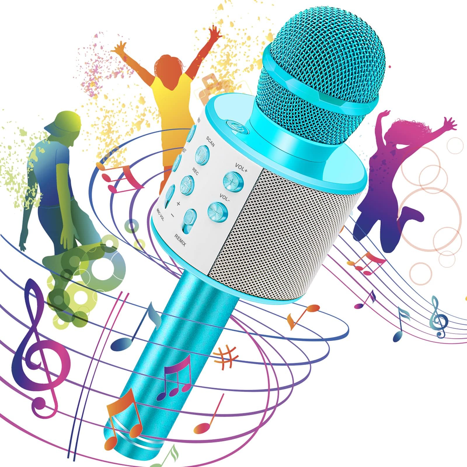 Microphone sans Fil Karaoké, Ankuka Micro Karaoke Enfant avec Lumières ...
