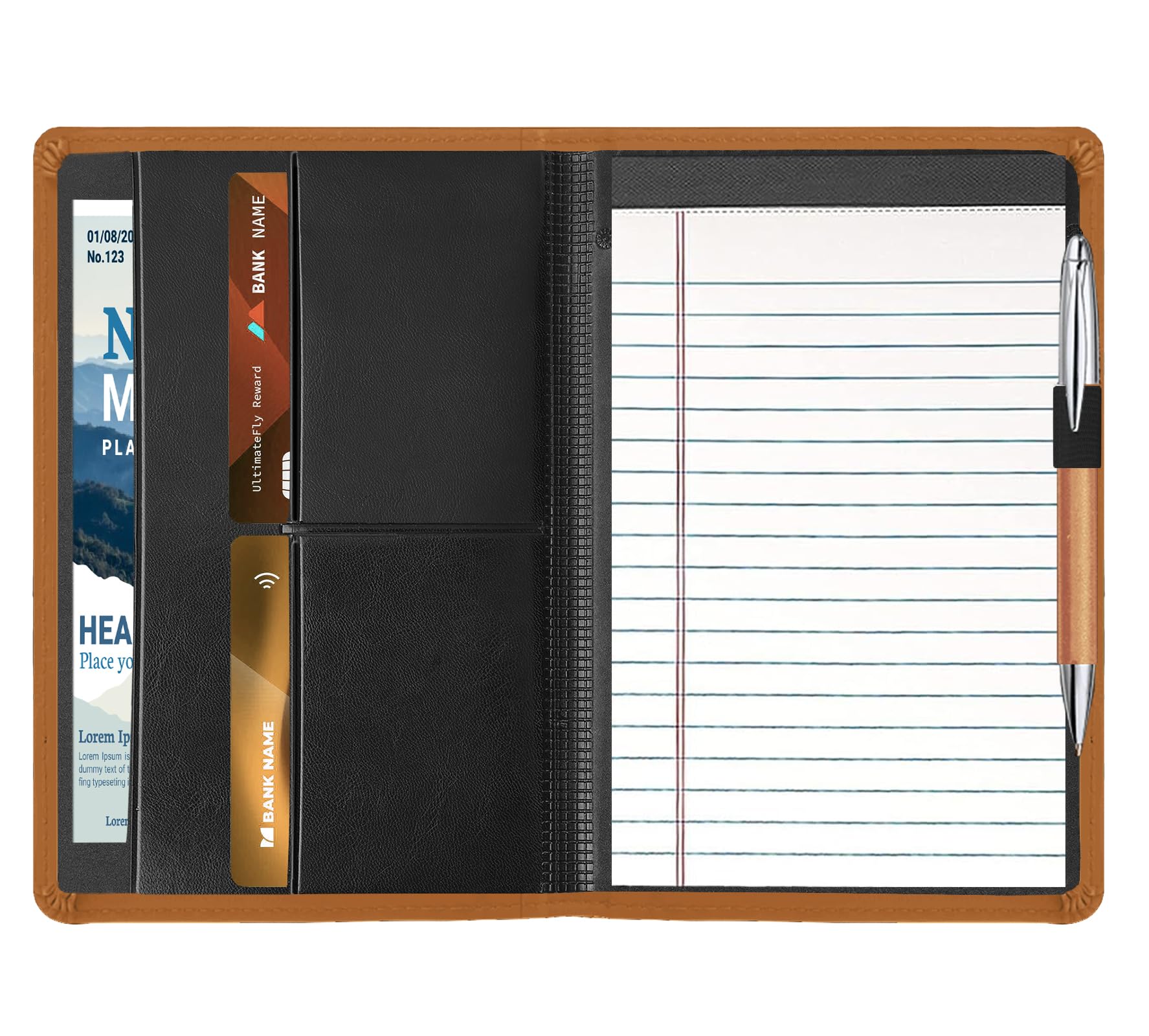 Business Portfolio Gorbado A5 Padfolio - Navy Blue Leather Folder With ...