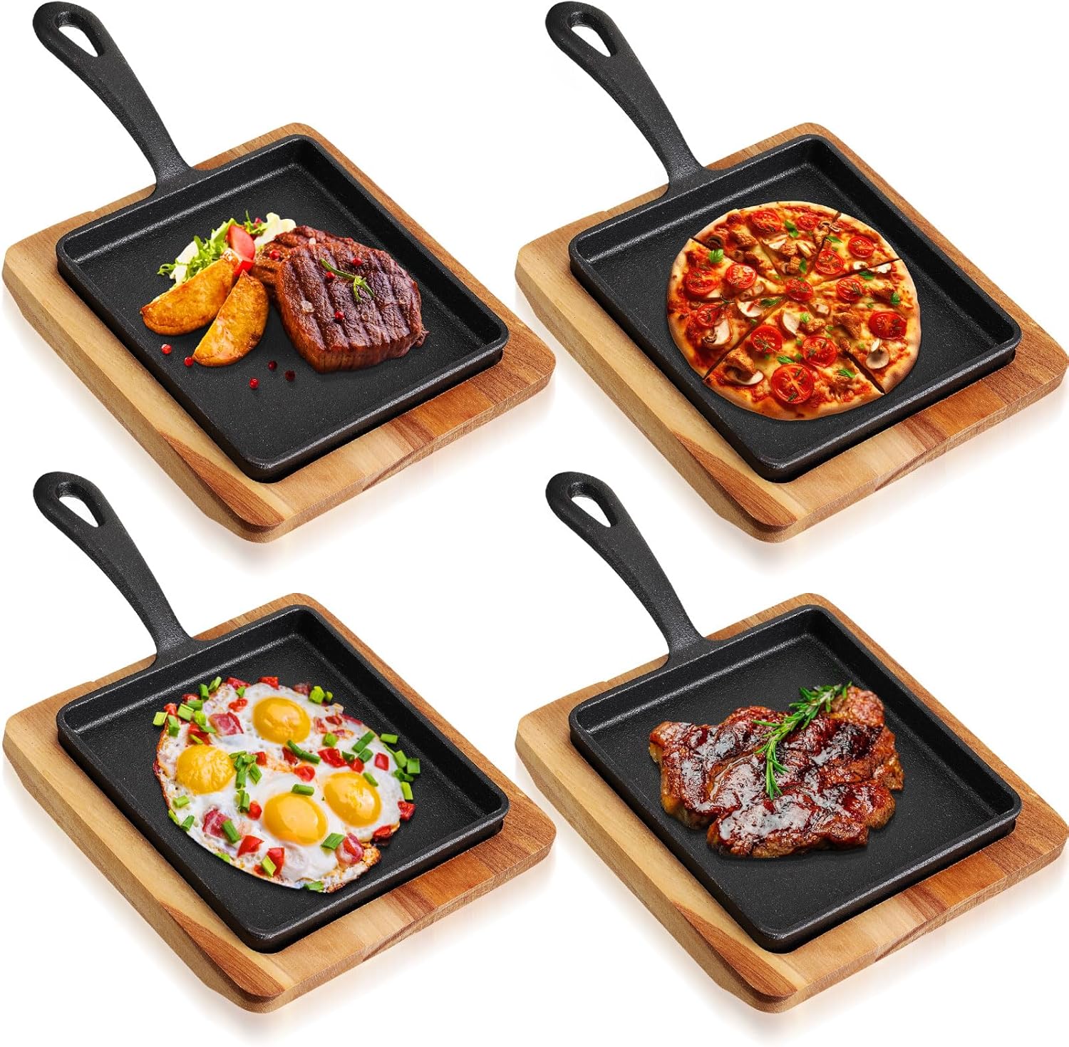 Amazon.com: Maxcheck 6 Pcs Mini Square Skillet Cast Iron Small Cast ...