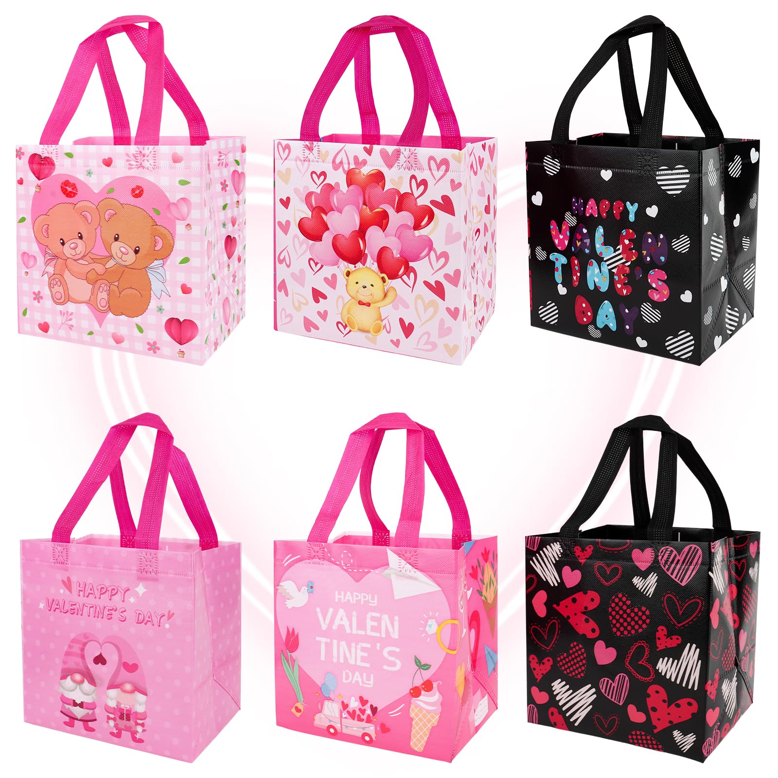 Amazon.com: CIEHER 6 Pack Valentine Gift Bags, Large Valentines Day ...