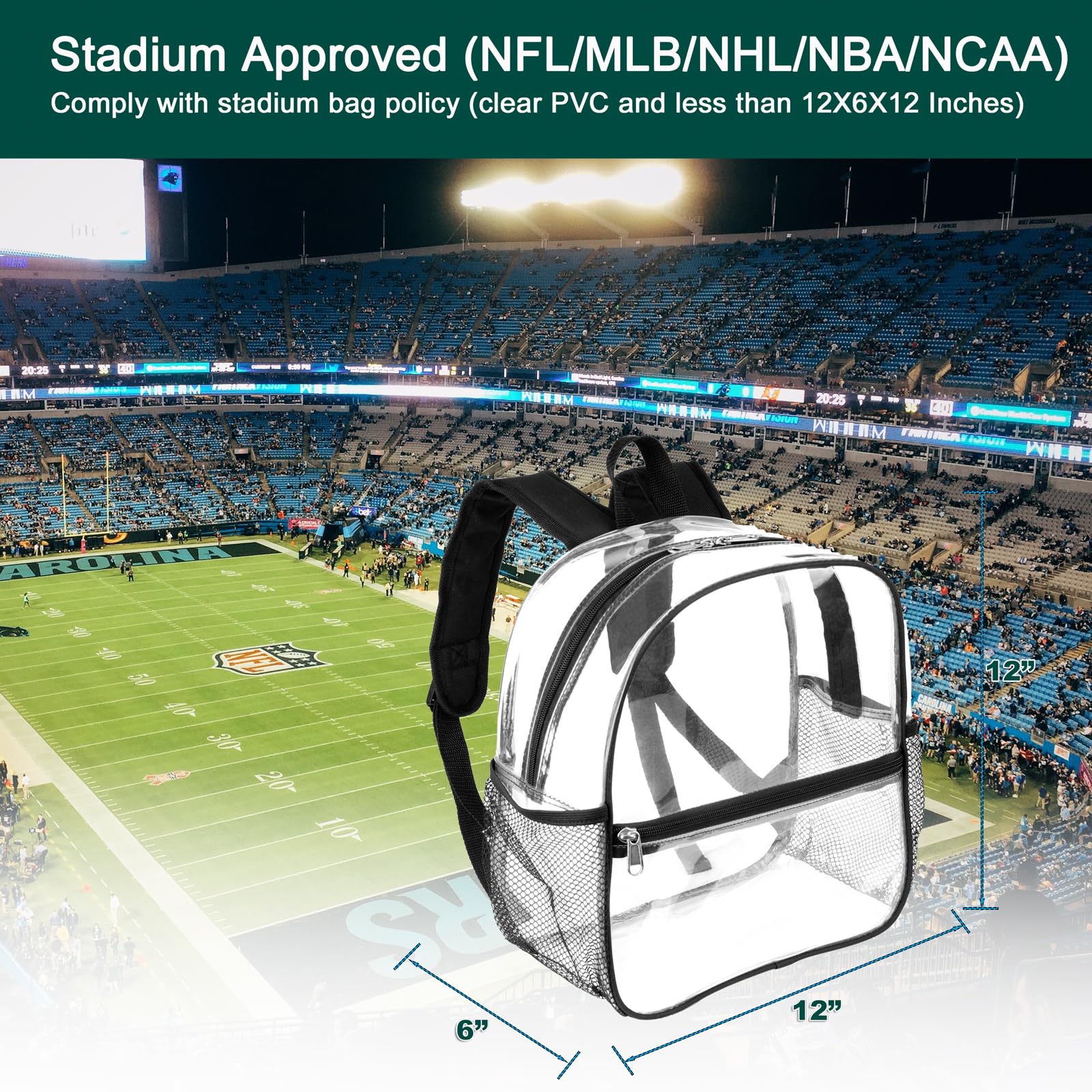 Snapklik.com : Keepcross Stadium Approved Clear Backpack 12x6x12 Clear ...
