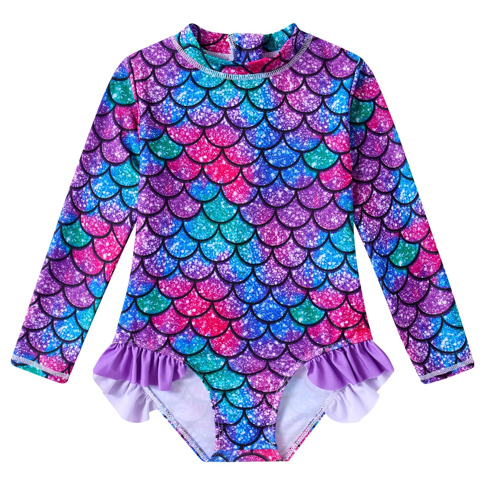 Snapklik.com : Girls Bathing Suit Size 6-7T Purple Mermaid Print ...