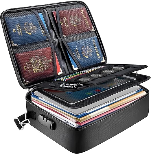 Amazon.com: BALEINE Fireproof Document Box with Lock, Portable ...