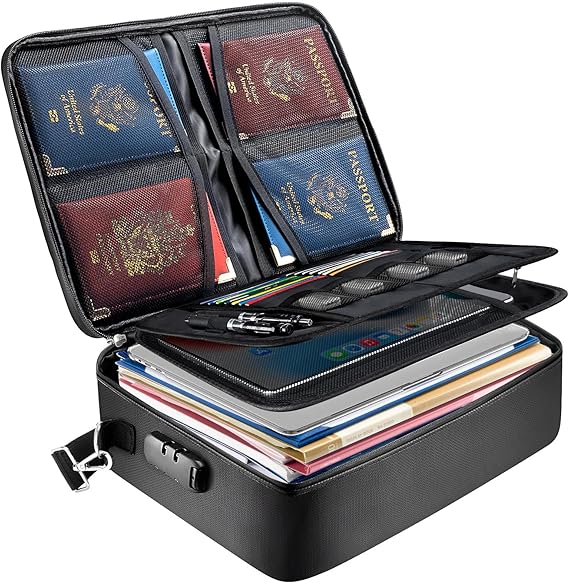 Amazon.com: BALEINE Fireproof Document Box with Lock, Portable ...