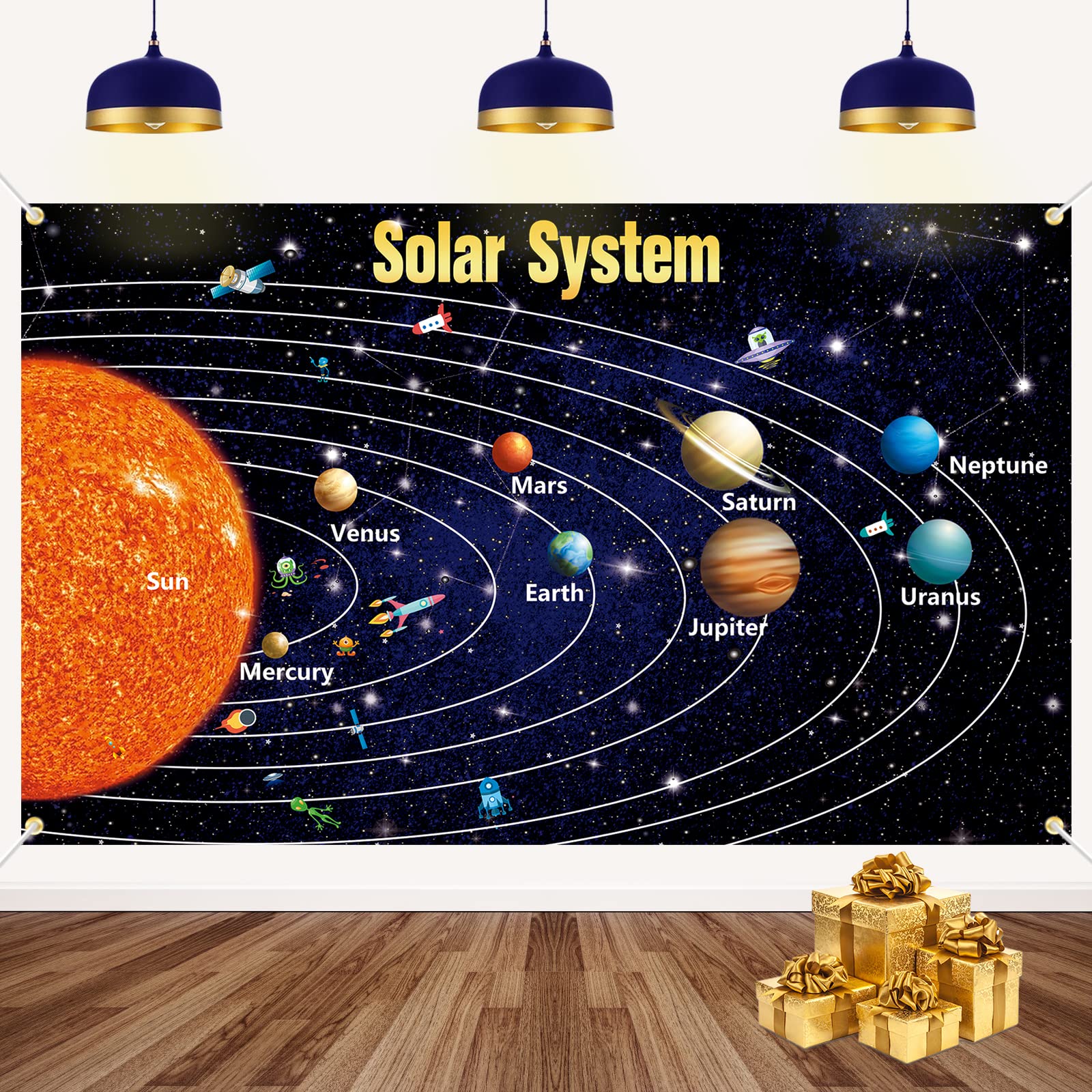 Buy Solar System Decorations, Extra Large Fabric Solar System Science ...