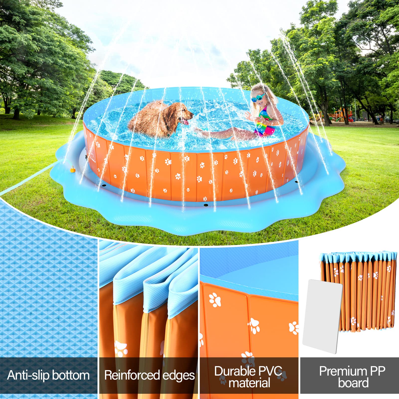 Snapklik.com : 77"x12" Dog Pool For Large Dogs Pool For Kids Dogs 2 In1 ...