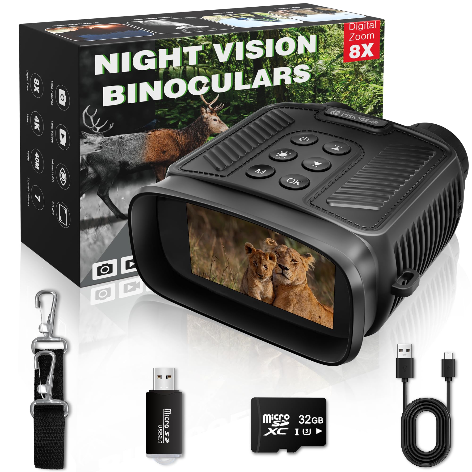 Amazon.com: VISIOGEAR Night Vision Goggles - NOVA 4K Night Vision ...