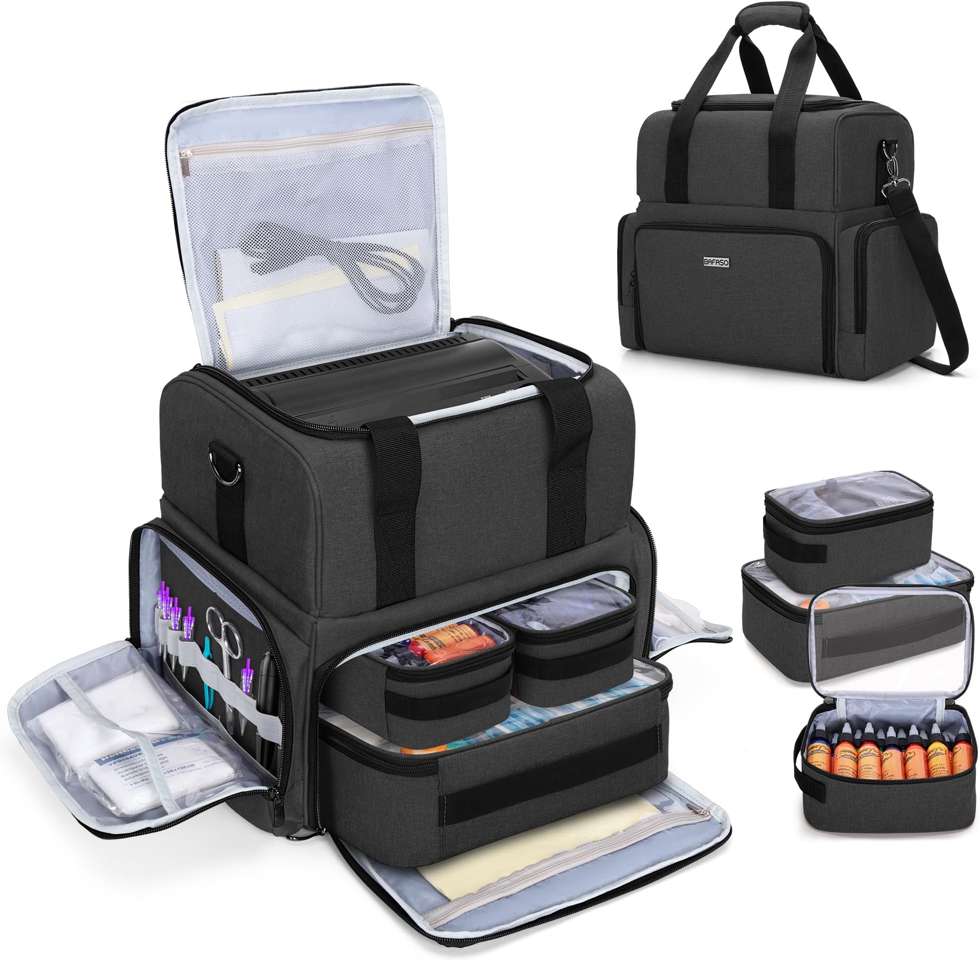 Amazon.com: BAFASO Large Tattoo Case with 3 Inner Removable Pouches ...