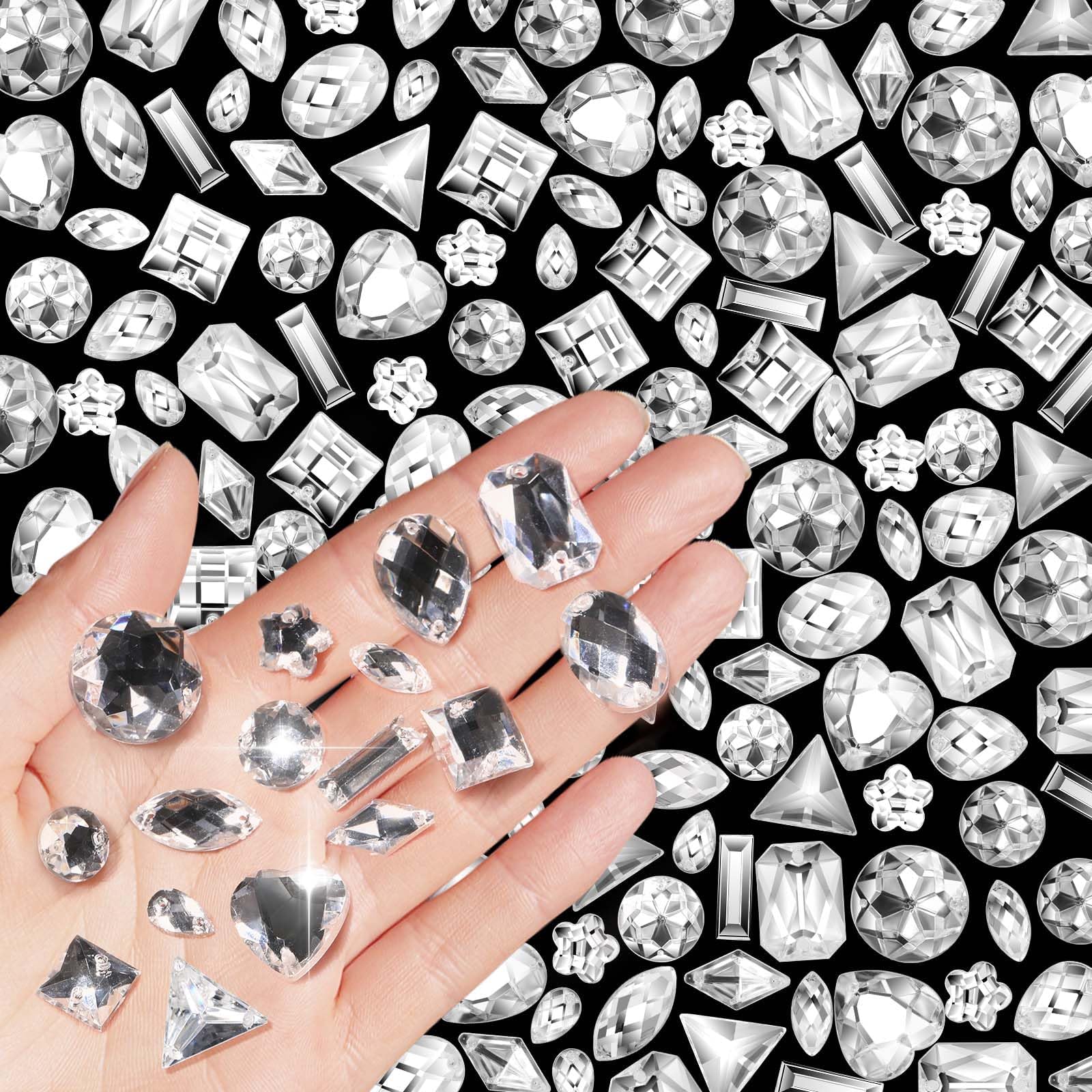 Amazon.com: Hicarer 100 Pieces Clear AB Gems Hotfix Rhinestones ...