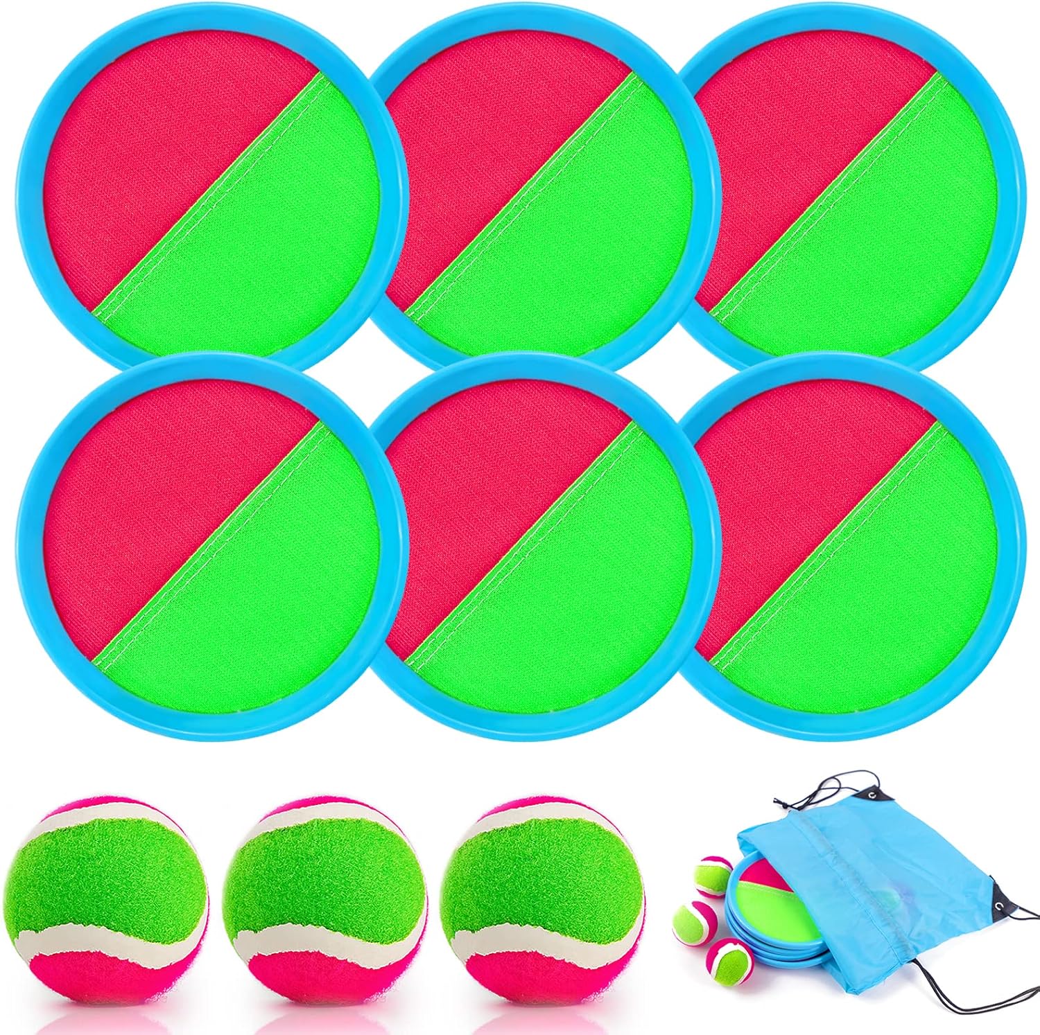 Amazon.com: Ayeboovi Toss and Catch Ball Set with 6 Paddles 3 Balls ...