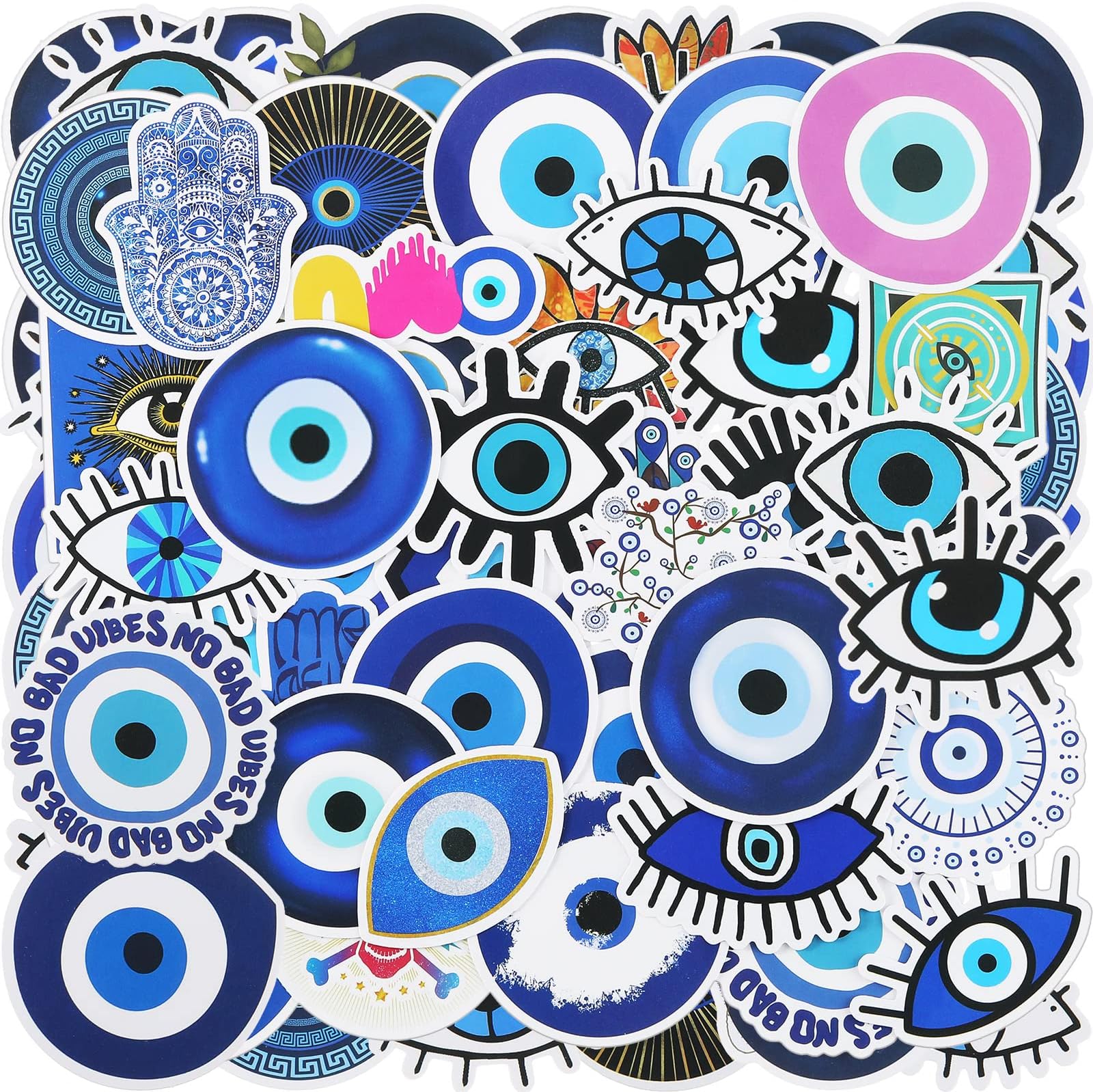 Amazon.com: 104pcs Evil Eye Stickers Vinyl Eyes Sticker Colorful Evil ...