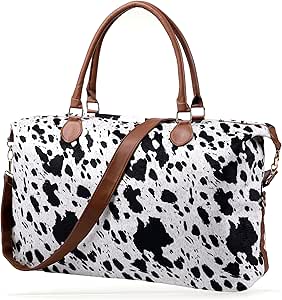 Amazon.com | Cow Print Weekender Bag Extra Large, Stylish Duffle Bags ...
