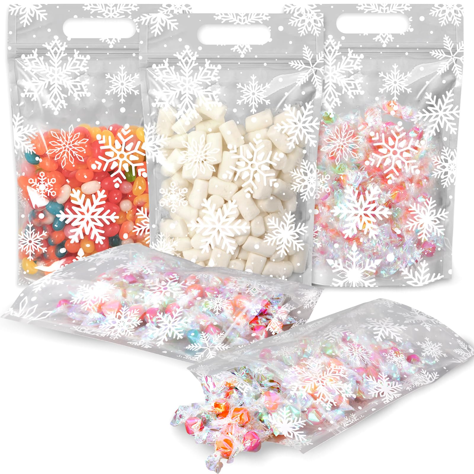 Amazon.com: JarThenaAMCS 60 Pcs Winter Zip Lock Bags Treat Bag Clear ...