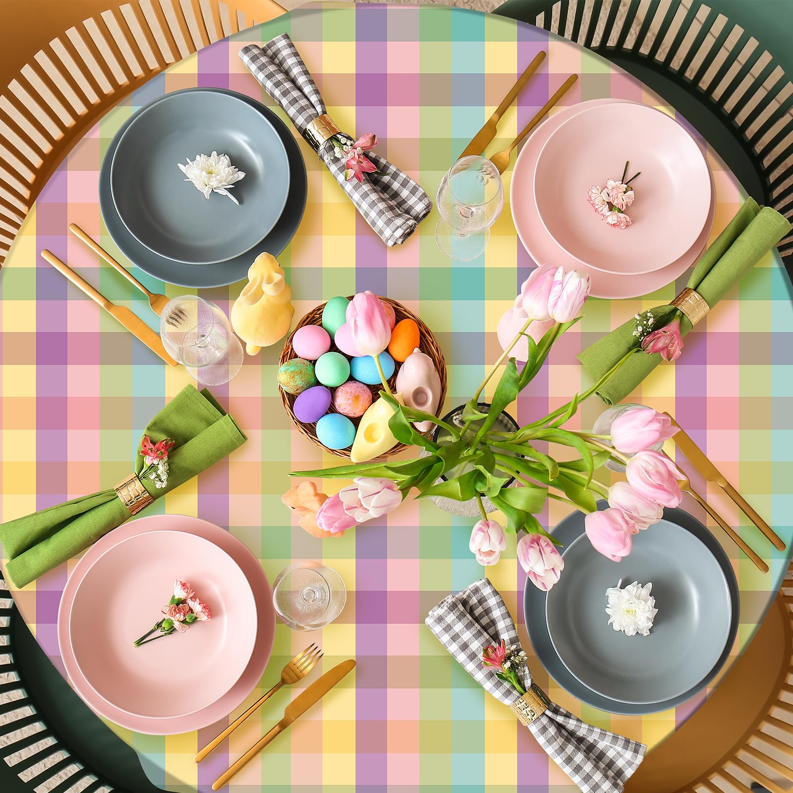 Snapklik.com : 3Pcs Spring Easter Buffalo Plaid Checkered Tablecloth ...