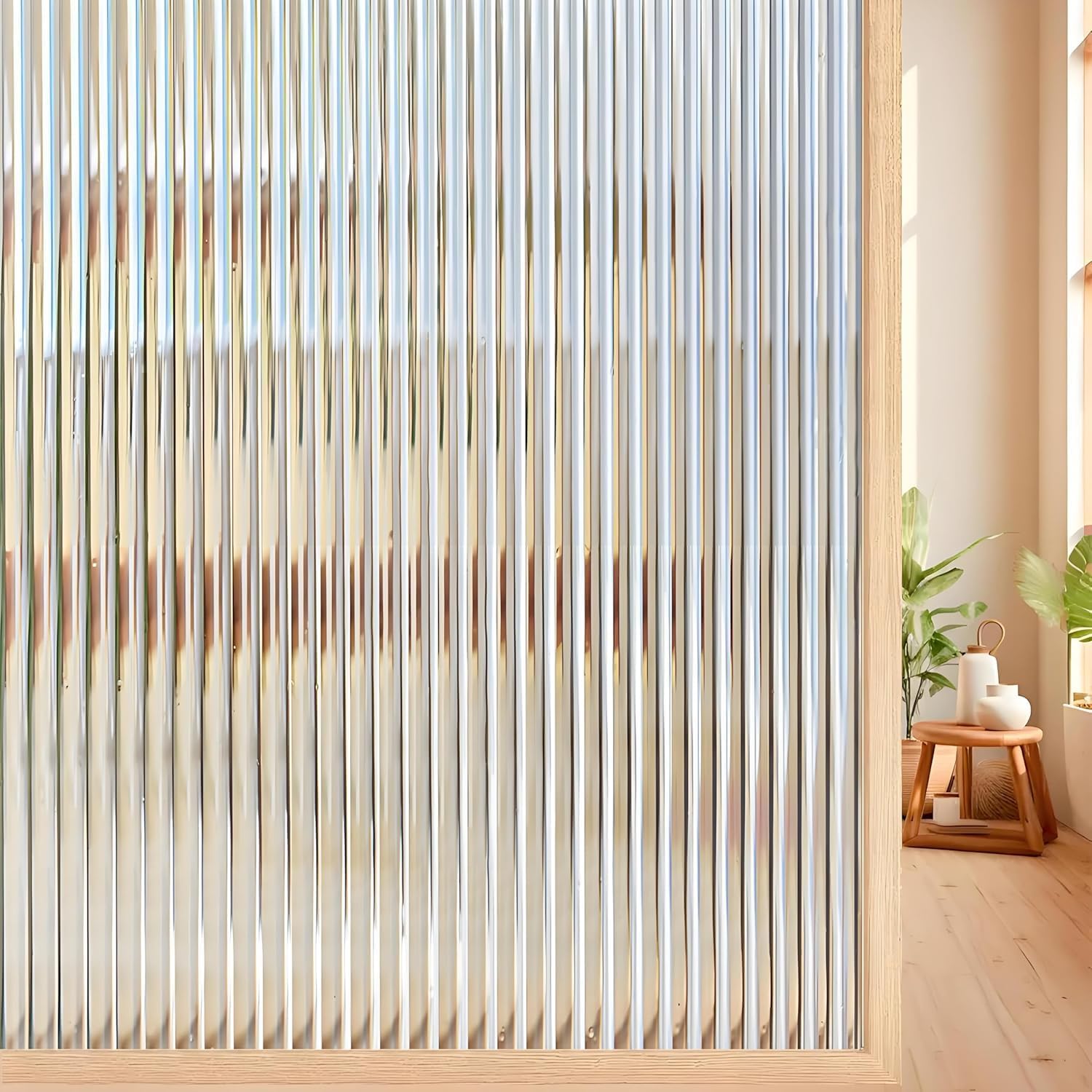 Beautysaid Window Film Privacy Film For Glass Windows, Reeded Glass ...
