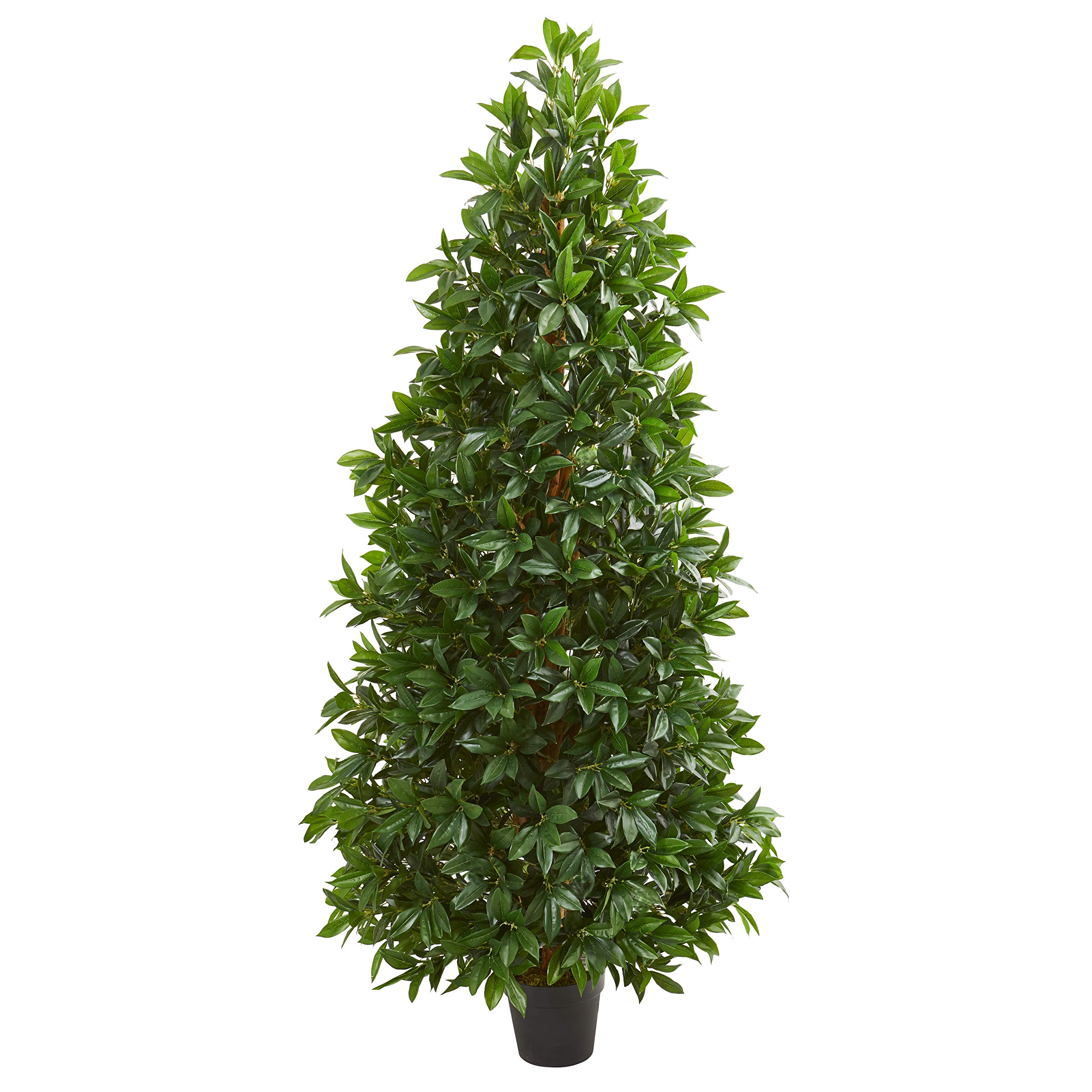 Nearly Natural 5-Ft. Bay Leaf Cone Topiary Artificial UV Resistant ...