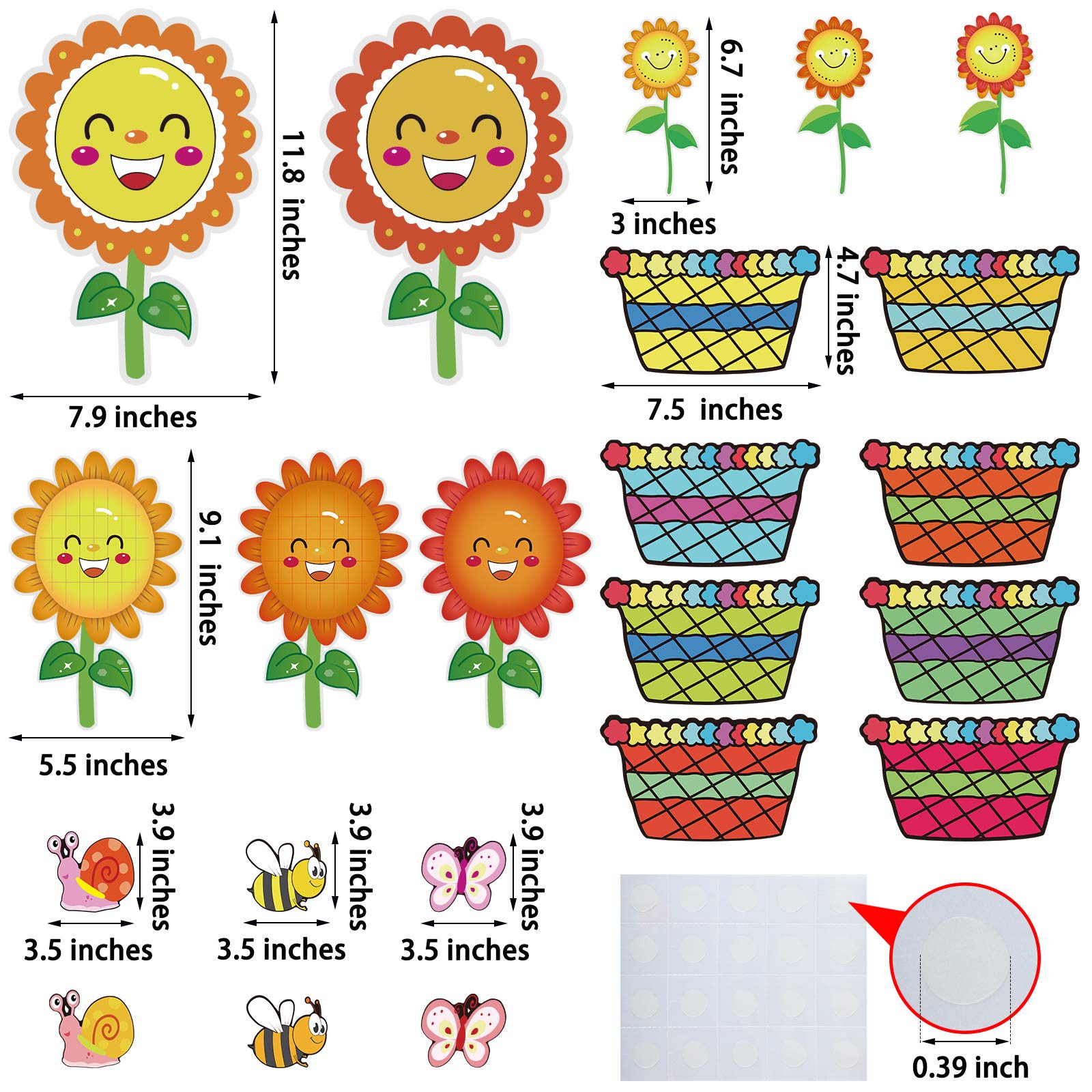 22 Pcs Summer Flowers Bee Bulletin Board Decoration Cutouts Set ...