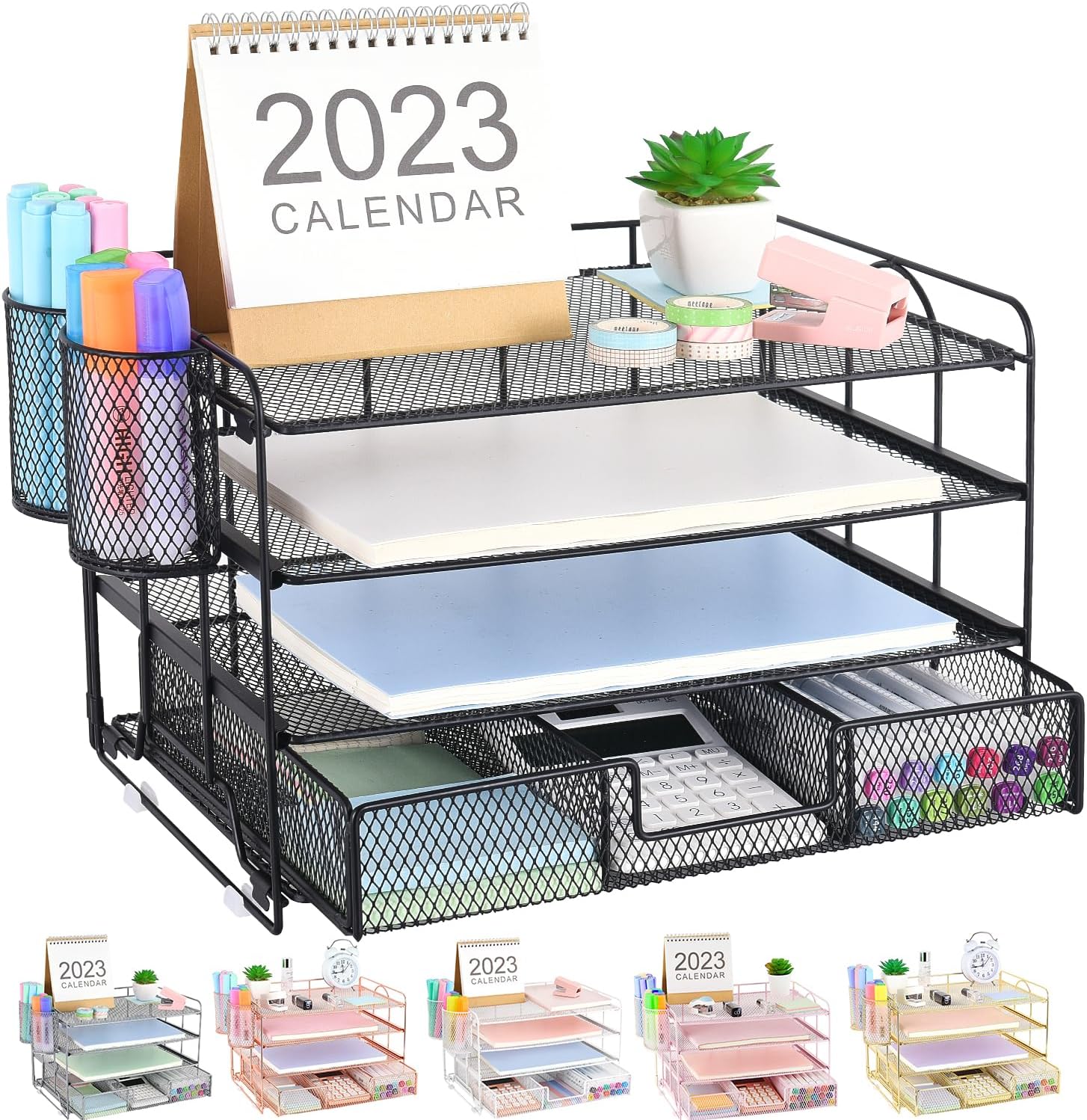 Amazon.com : Spacrea Desk Organizers and Storage - 4-Trays Paper Letter ...