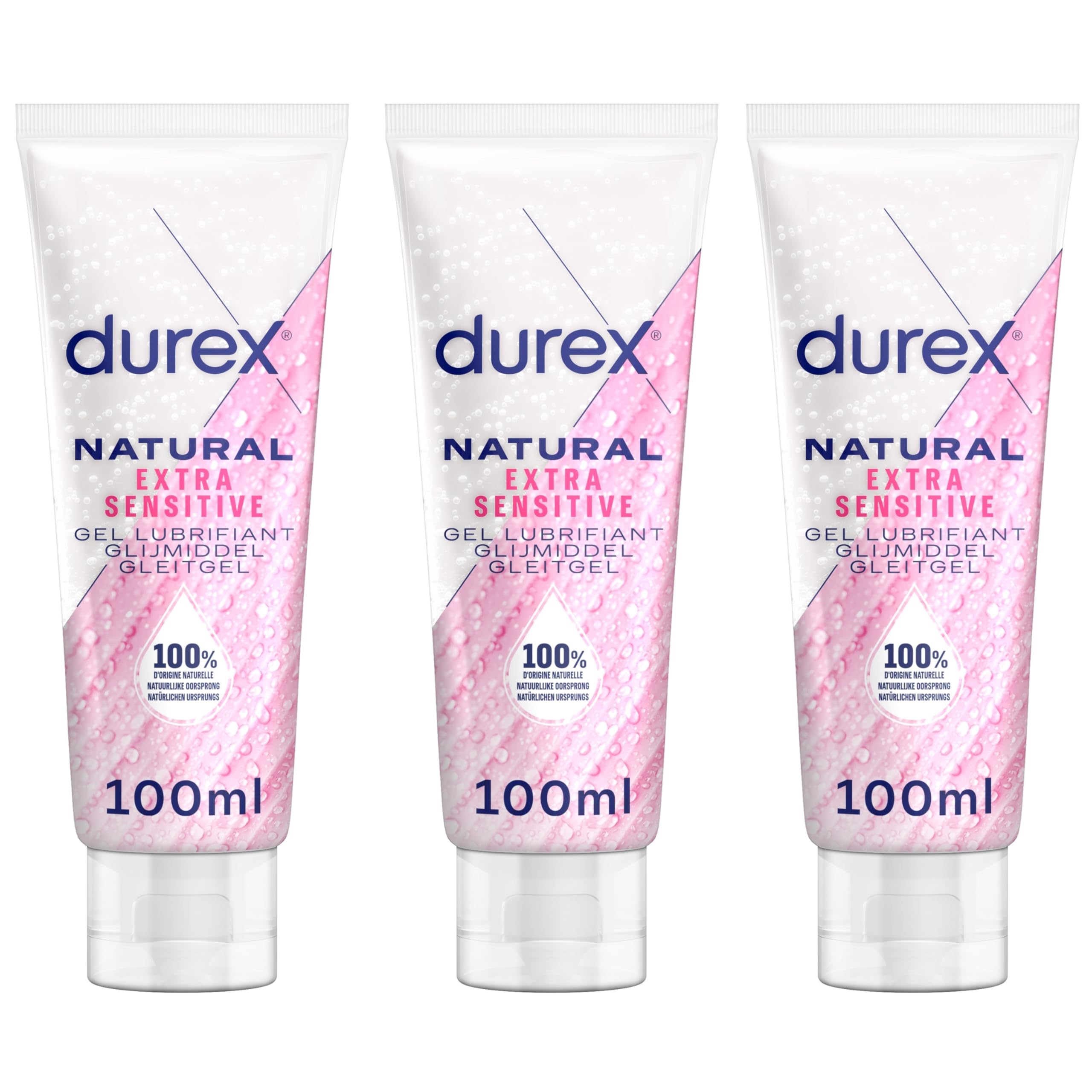 Durex Natural Extra Sensitive Lube, 100ml, Water Based Lube, Natural ...