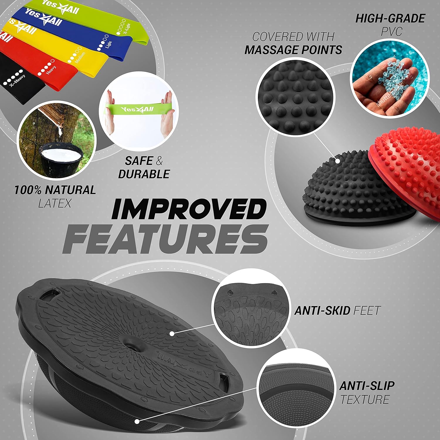 Yes4All Premium Half Ball Balance Trainer, Stability Ball, Half Yoga ...