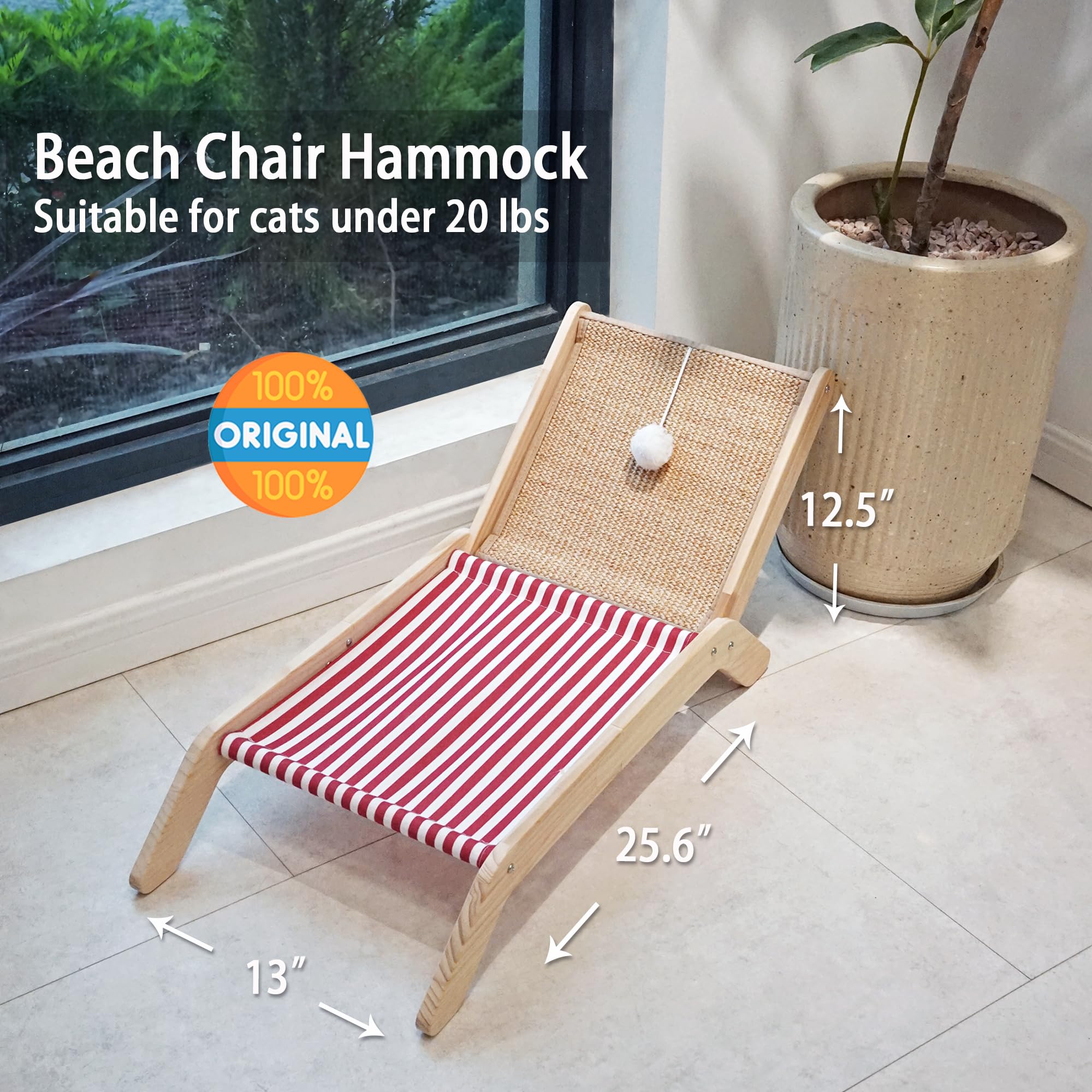 Snapklik.com : PETKARAY Beach Chair Cat Hammock, Elevated Cat Beds For ...