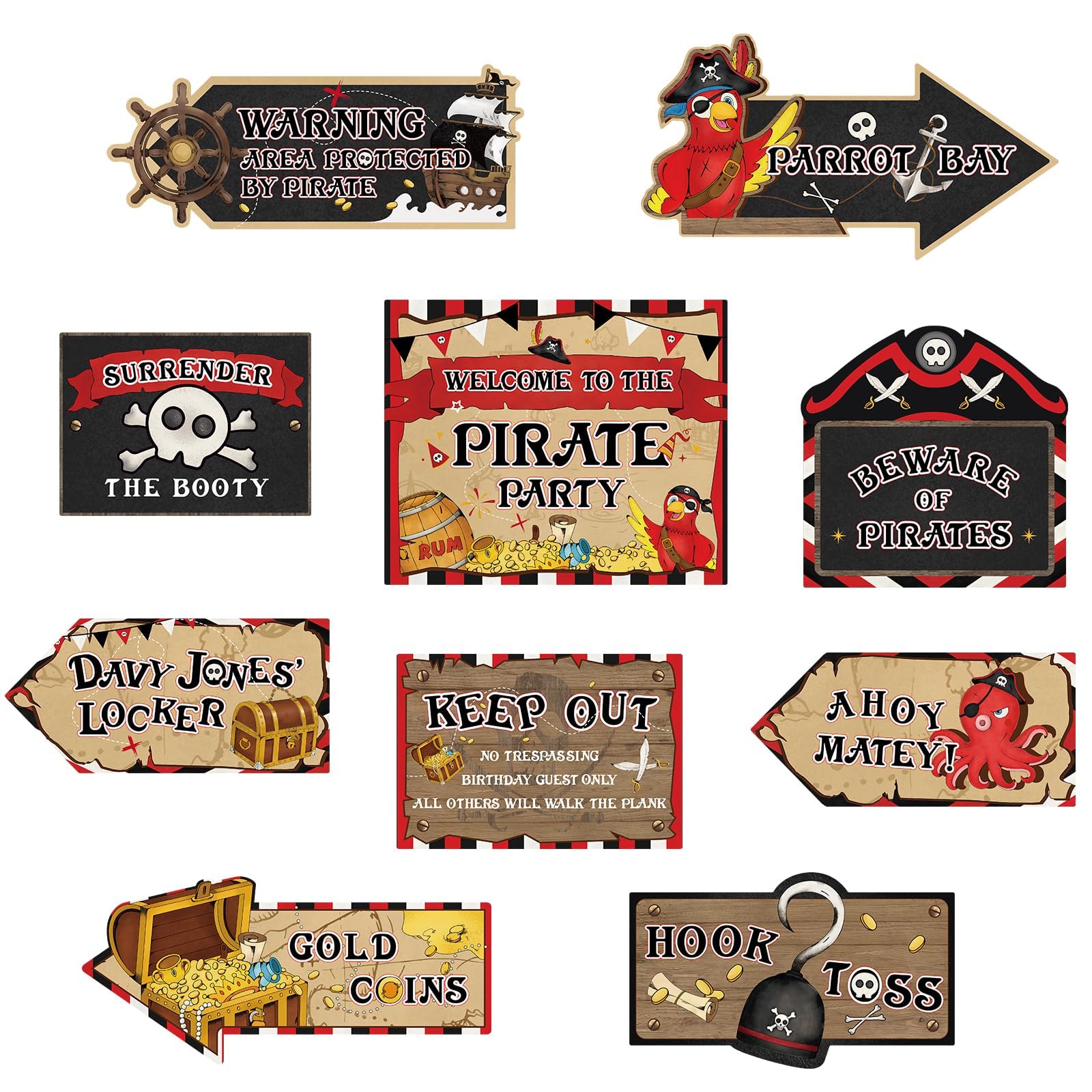 Amazon.com: WERNNSAl Pirate Party Decorations - 10PCS Pirate Party Zone ...