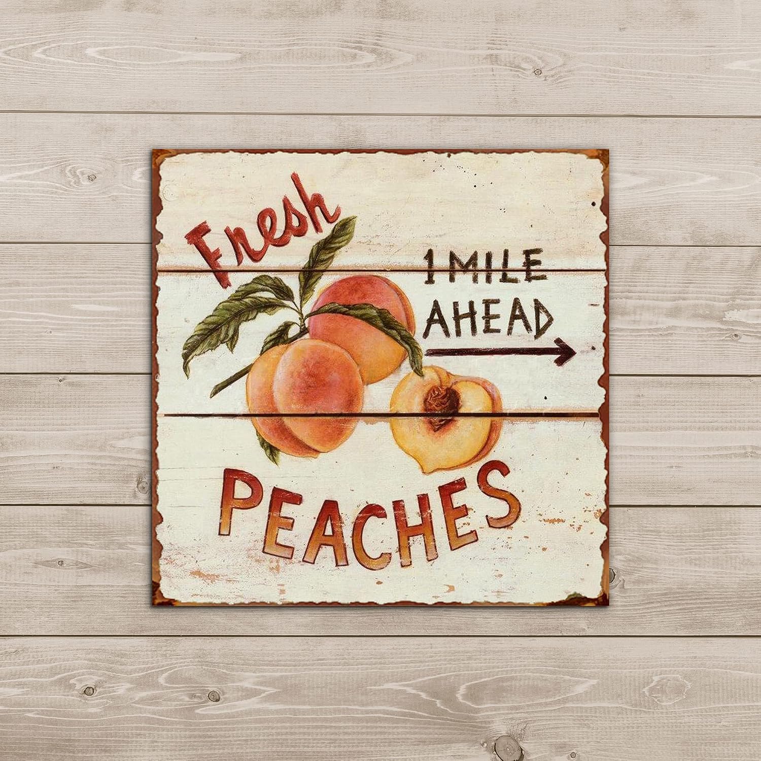 Barnyard Designs ‘Fresh Peaches’ – Letrero de metal retro vintage con ...