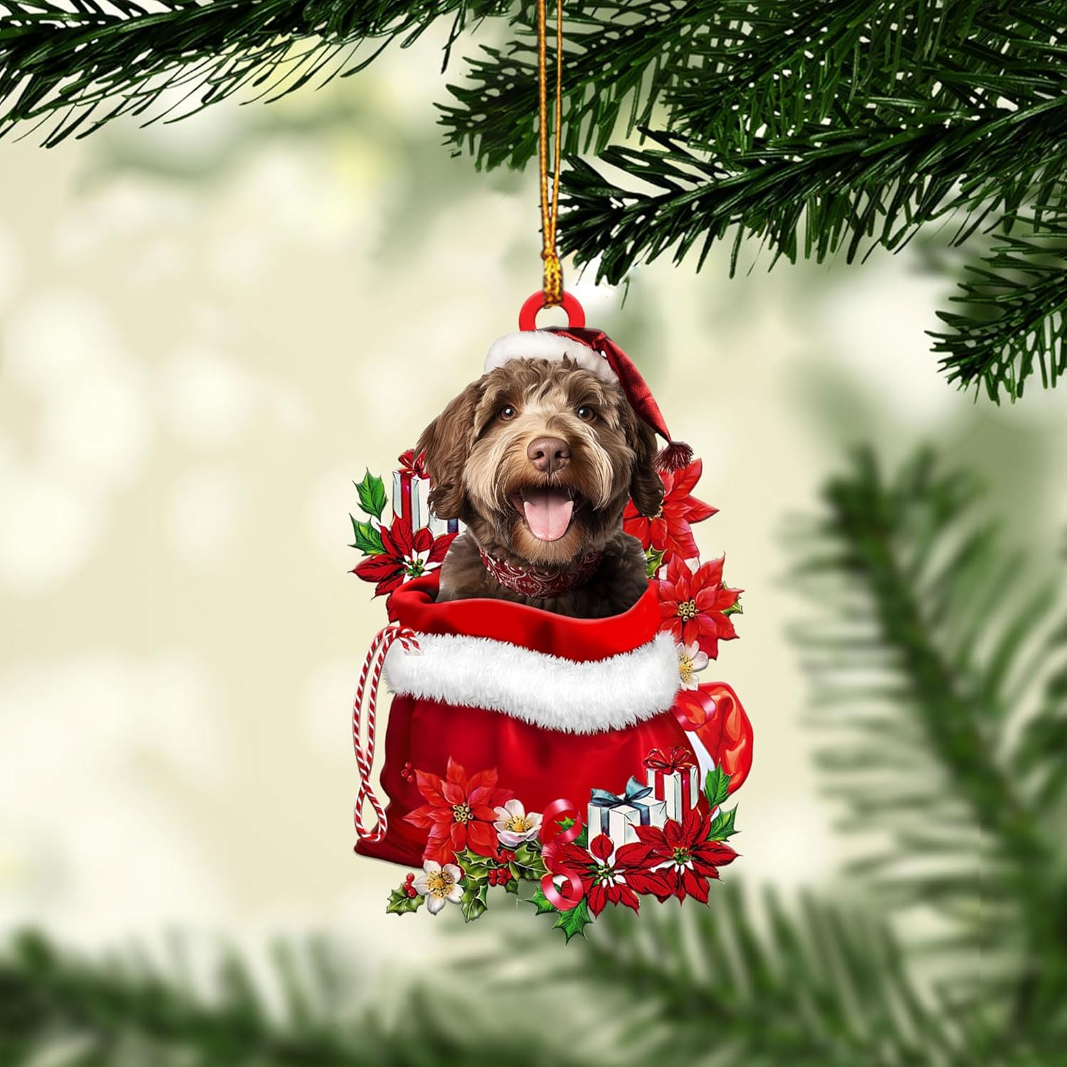 Amazon.com: Talataca Labradoodle 2D Flat Christmas Ornament ...
