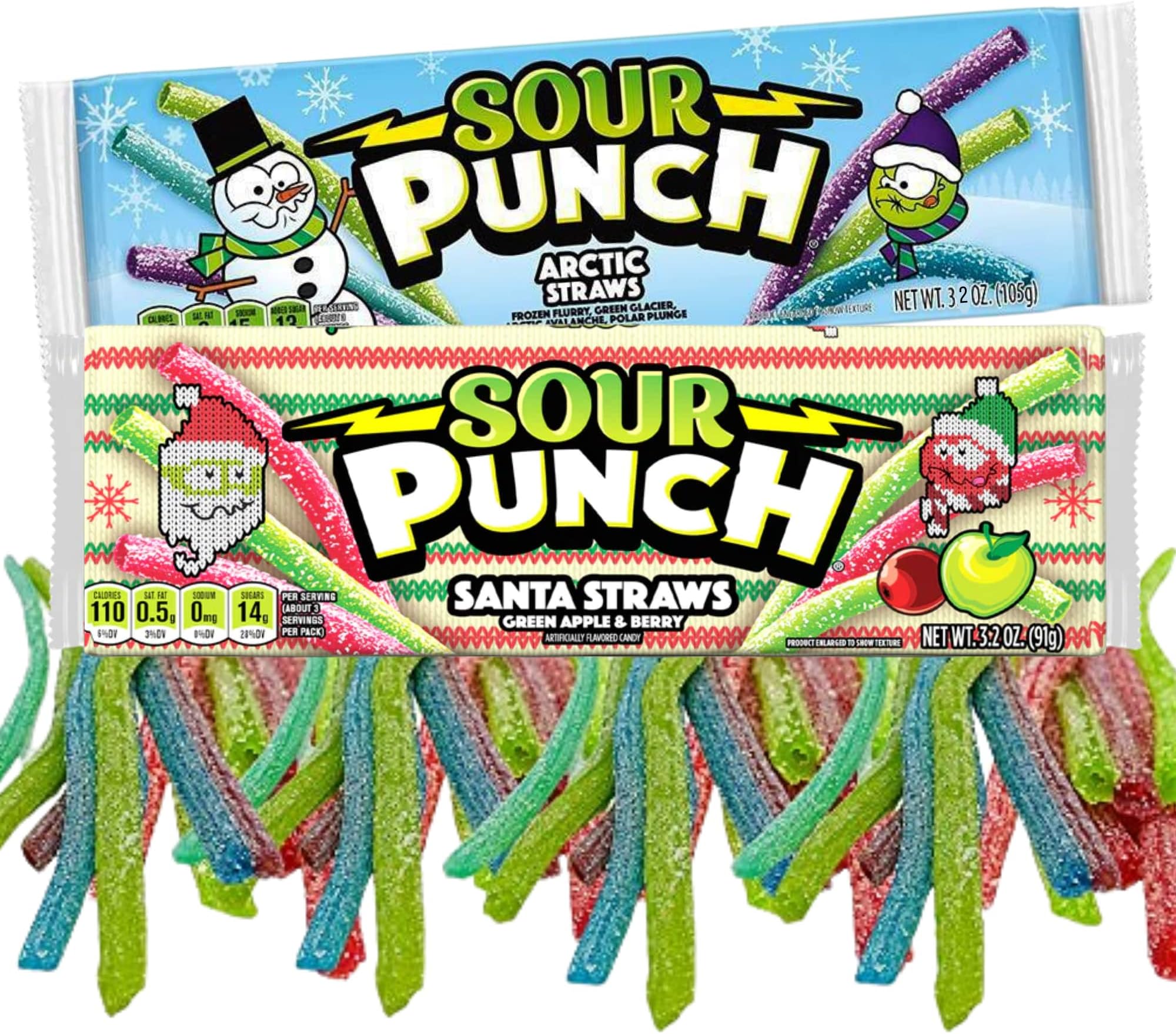 Amazon.com : Needzo Santa Straws Sour Candy, Assorted Flavored Red and ...