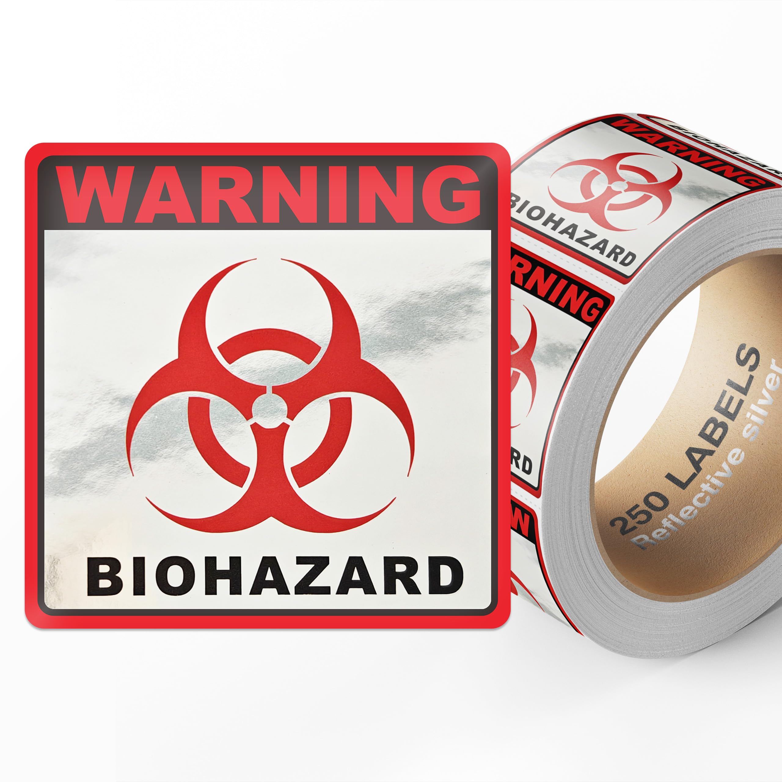 Amazon.com: Biohazard Label Stickers 3" X 3" Inch - Red Biohazard ...
