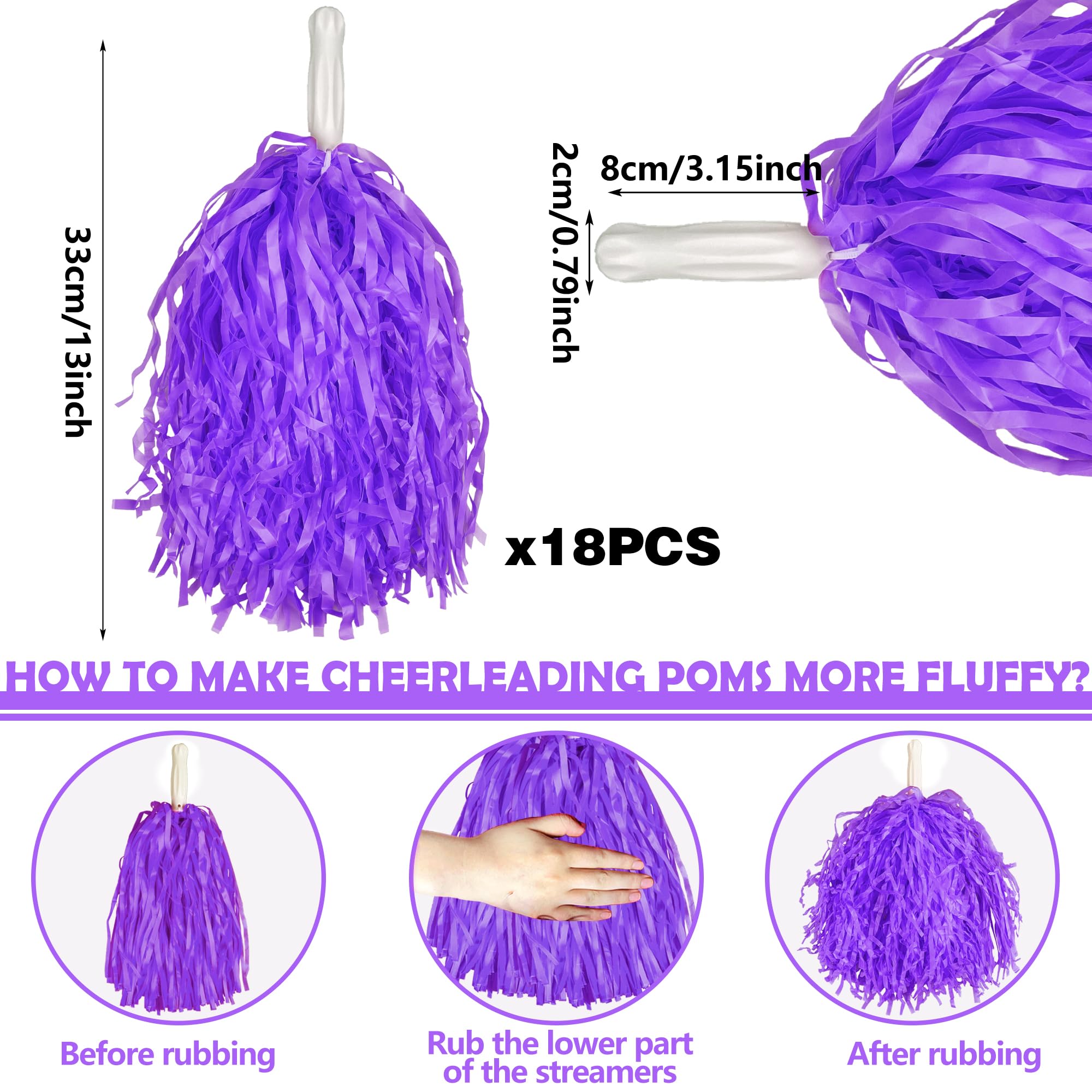 Snapklik.com : 18PCS Purple Cheerleading Pom Poms Plastic Cheerleader ...