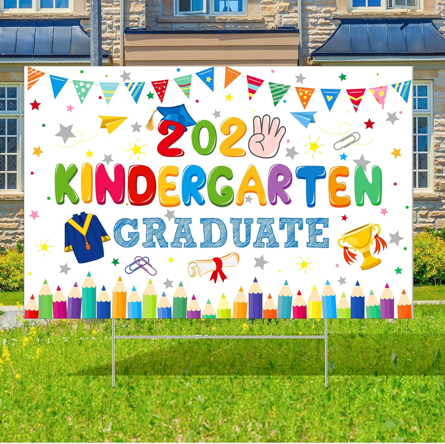 Amazon.com : Kigeli Kindergarten Graduation Grad Yard Sign Class of ...