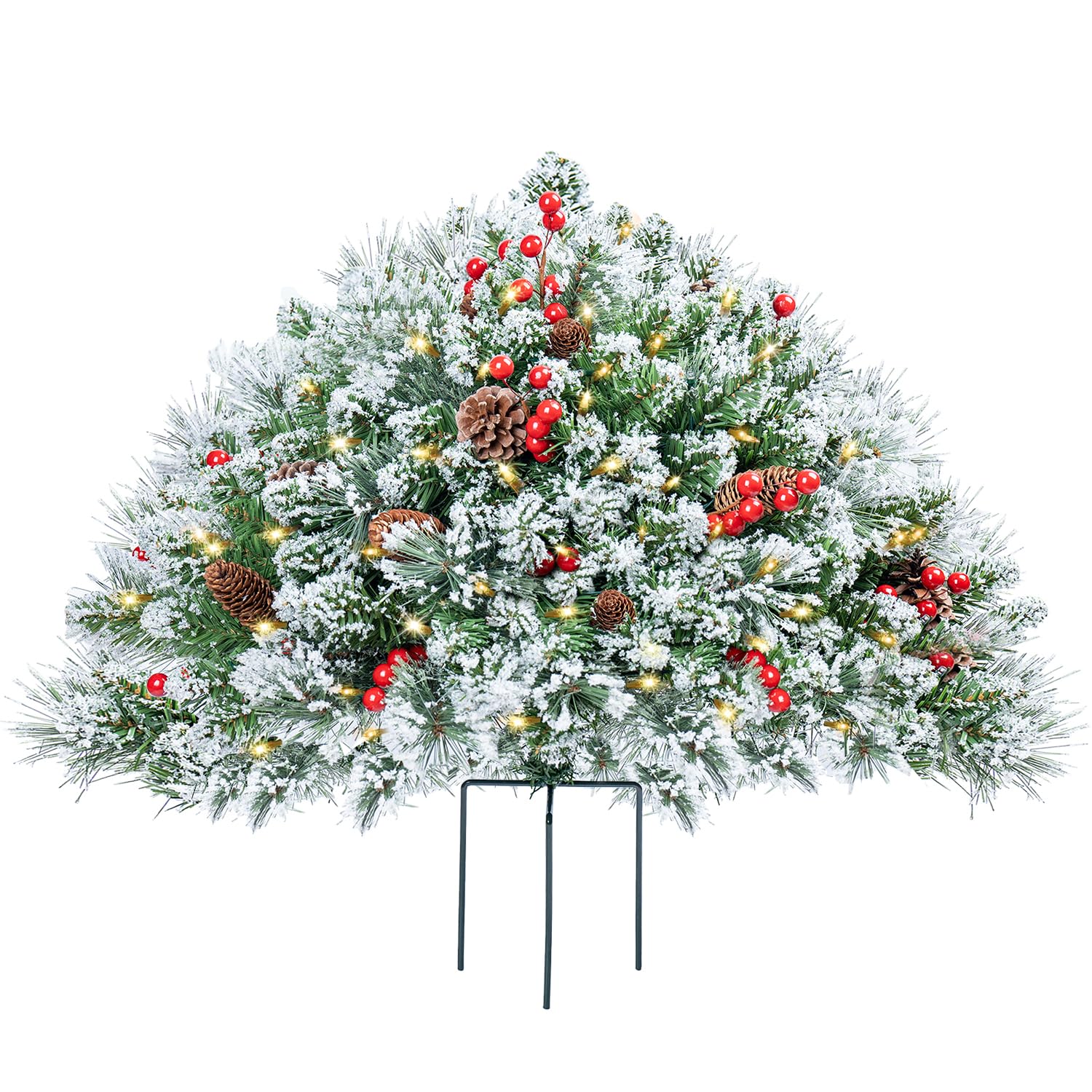 Amazon.com: 18" Christmas Tree Urn Filler, Outdoor Pre-lit Artificial ...