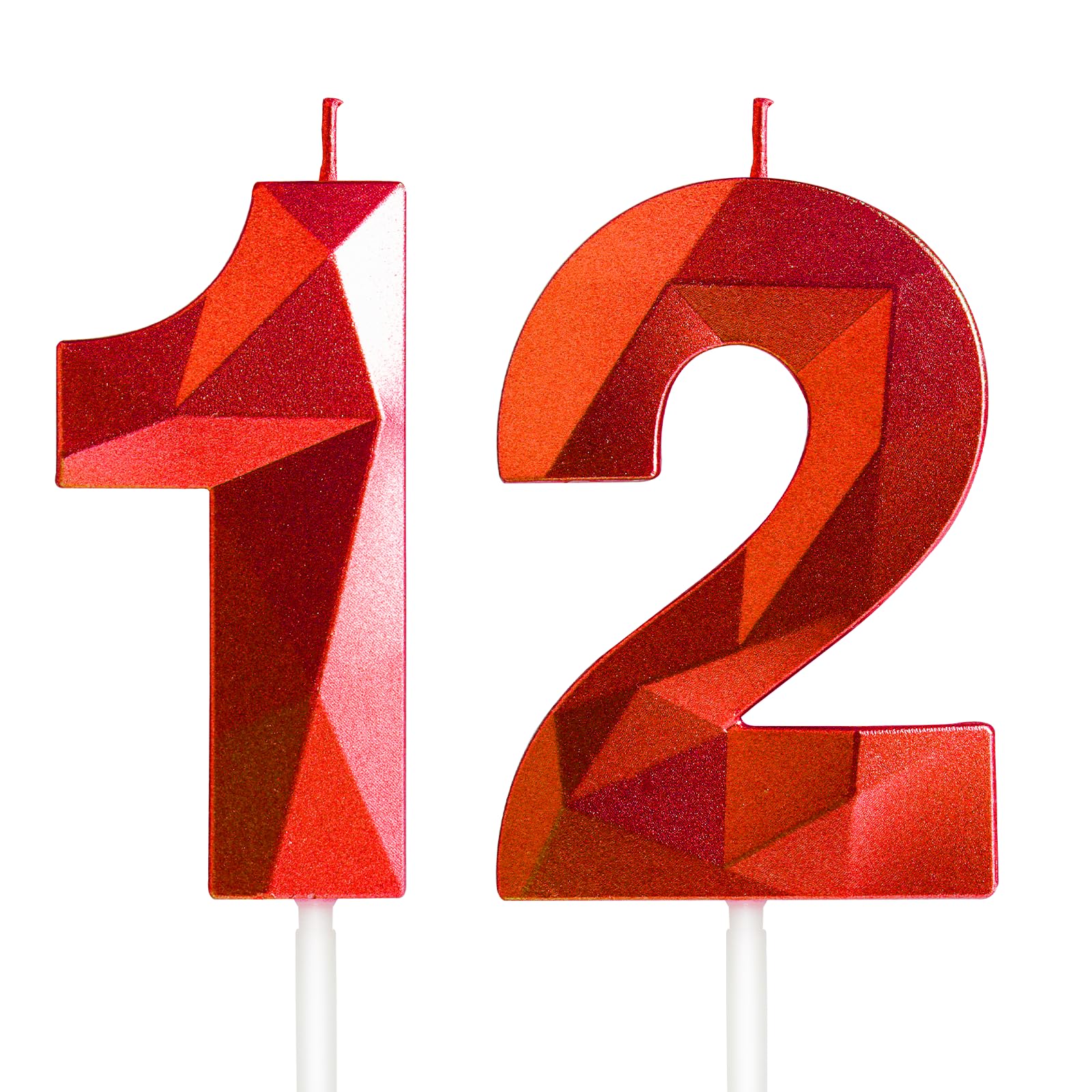 Amazon.com: Number 12 Candles,12th Birthday Candles,Red Happy Birthday ...