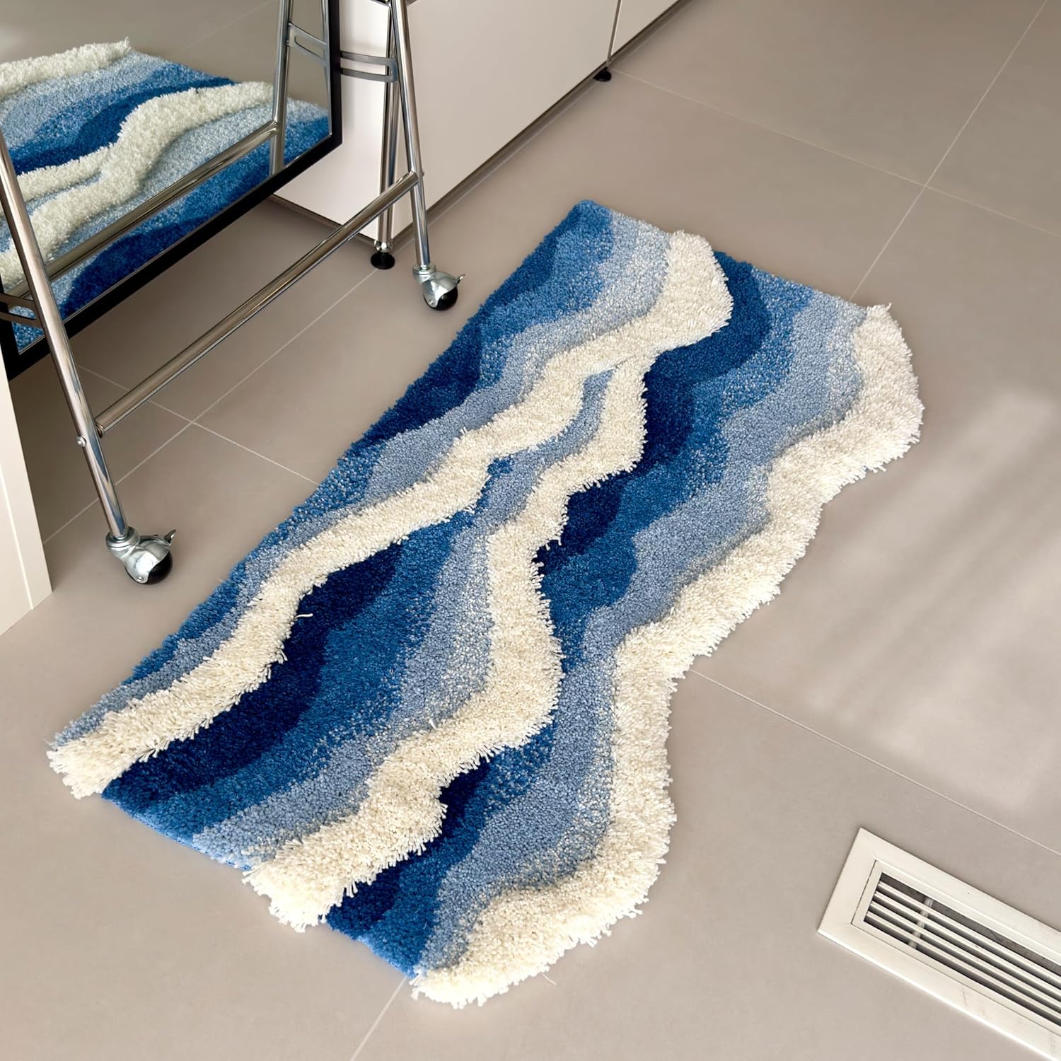 Amazon.com: stitchworn 4x2ft Tufted Ocean Waves Area Rug for Bedside ...