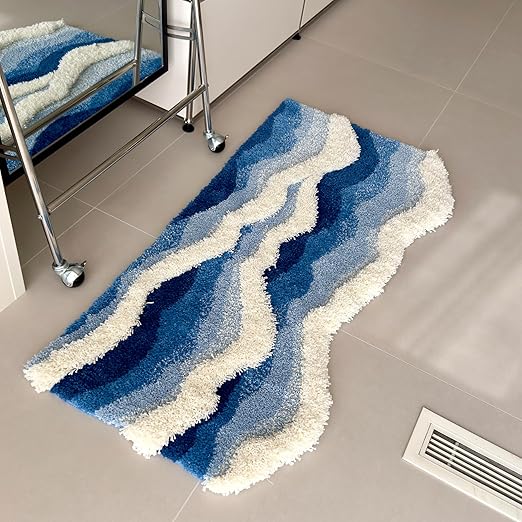 Amazon.com: stitchworn 4x2ft Tufted Ocean Waves Area Rug for Bedside ...