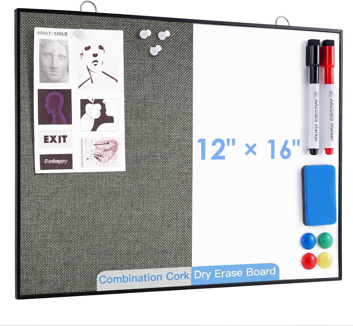 Amazon.com : ARCOBIS Dry Erase Linen Board, 12"X16" Small Cork Board ...