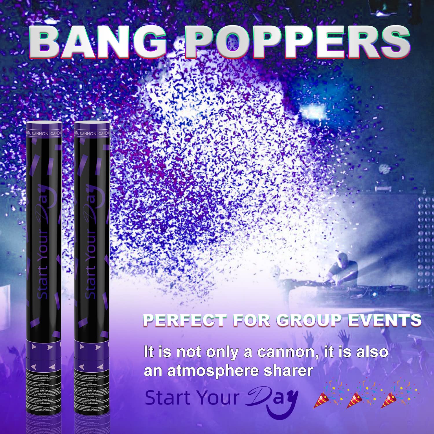 Snapklik.com : Violet Confetti Poppers, 15 Inch Purple Party Poppers ...