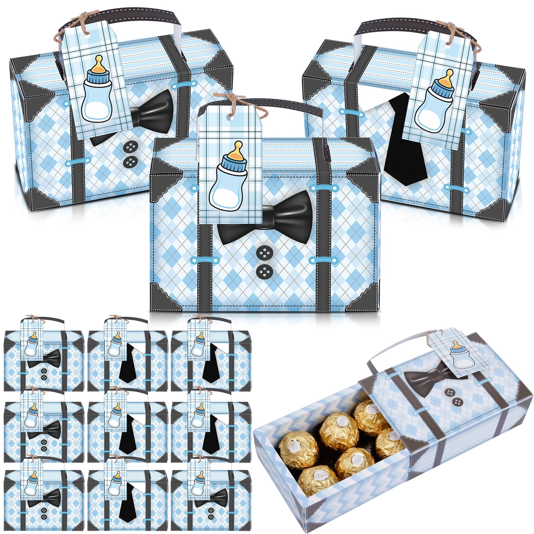 Amazon.com: KARAQY 12 Pcs Blue Boss Themed Suitcase Favor Boxes, Cute ...