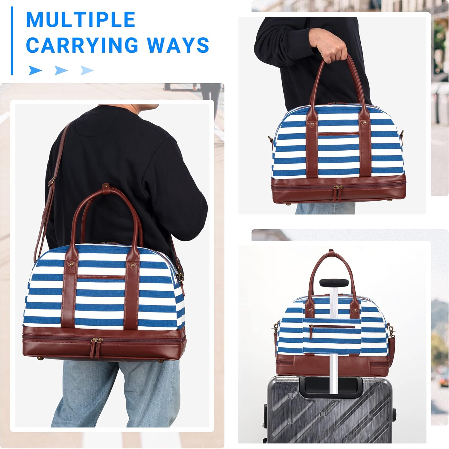 MURMUREY Overnight Bag Canvas Hospital Bag with Shoe Compartment Large ...