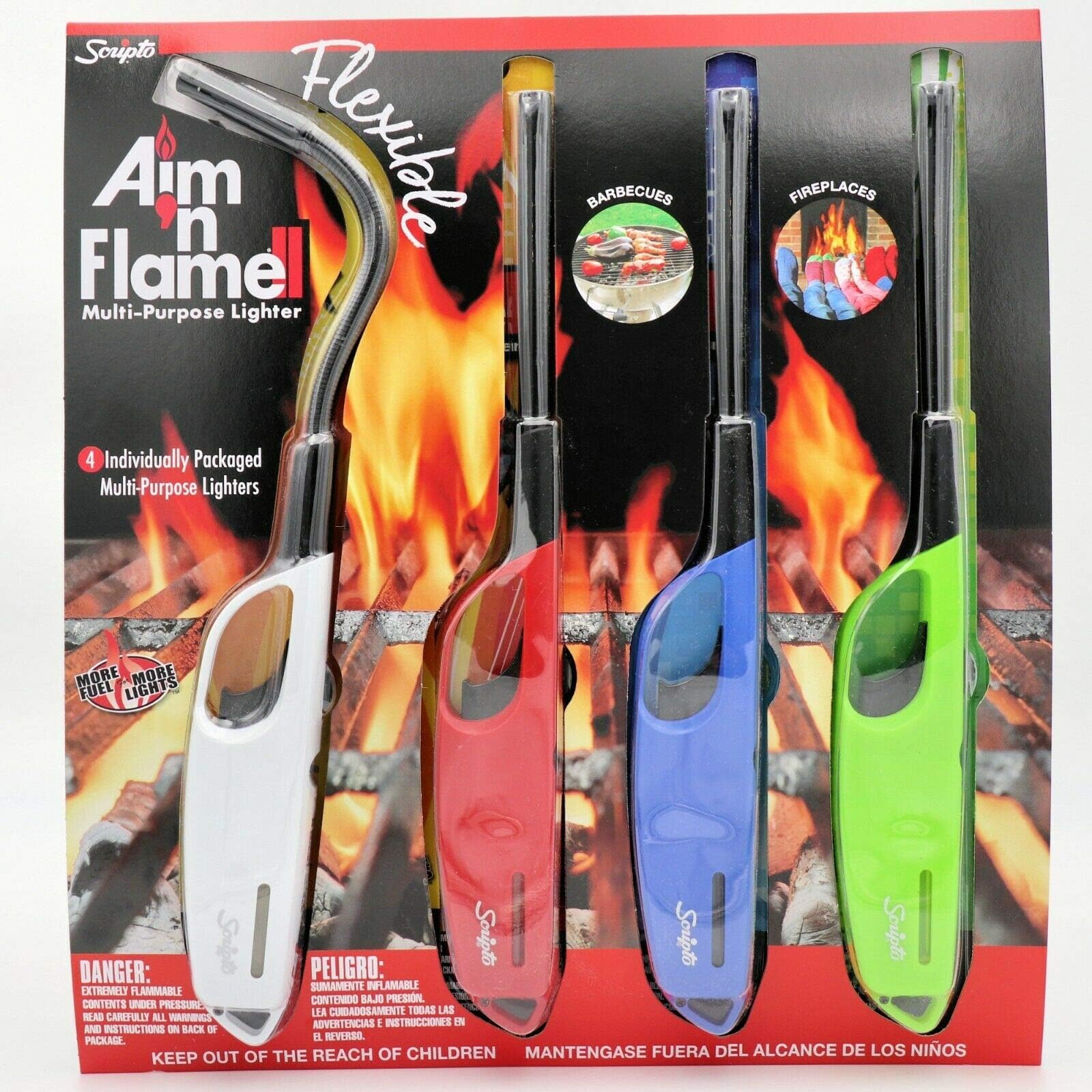 Amazon.com: 4 Pack SCRIPTO Multi-Purpose Lighter BBQ Barbecue Camping ...